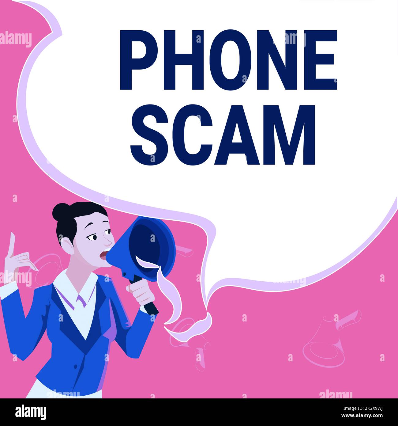 Sign displaying Phone Scam. Concept meaning getting unwanted calls to ...