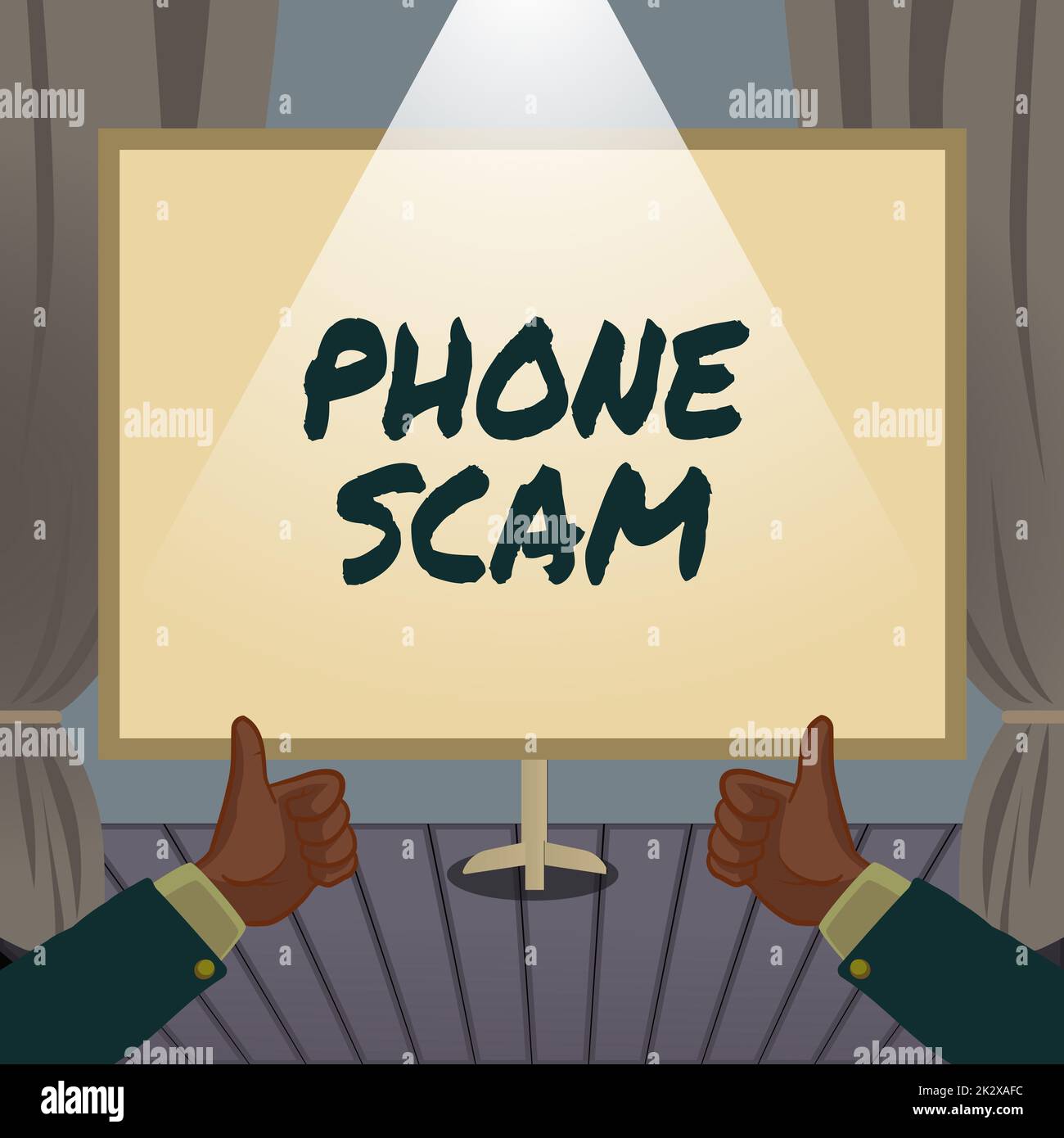 Text caption presenting Phone Scam. Business idea getting unwanted ...