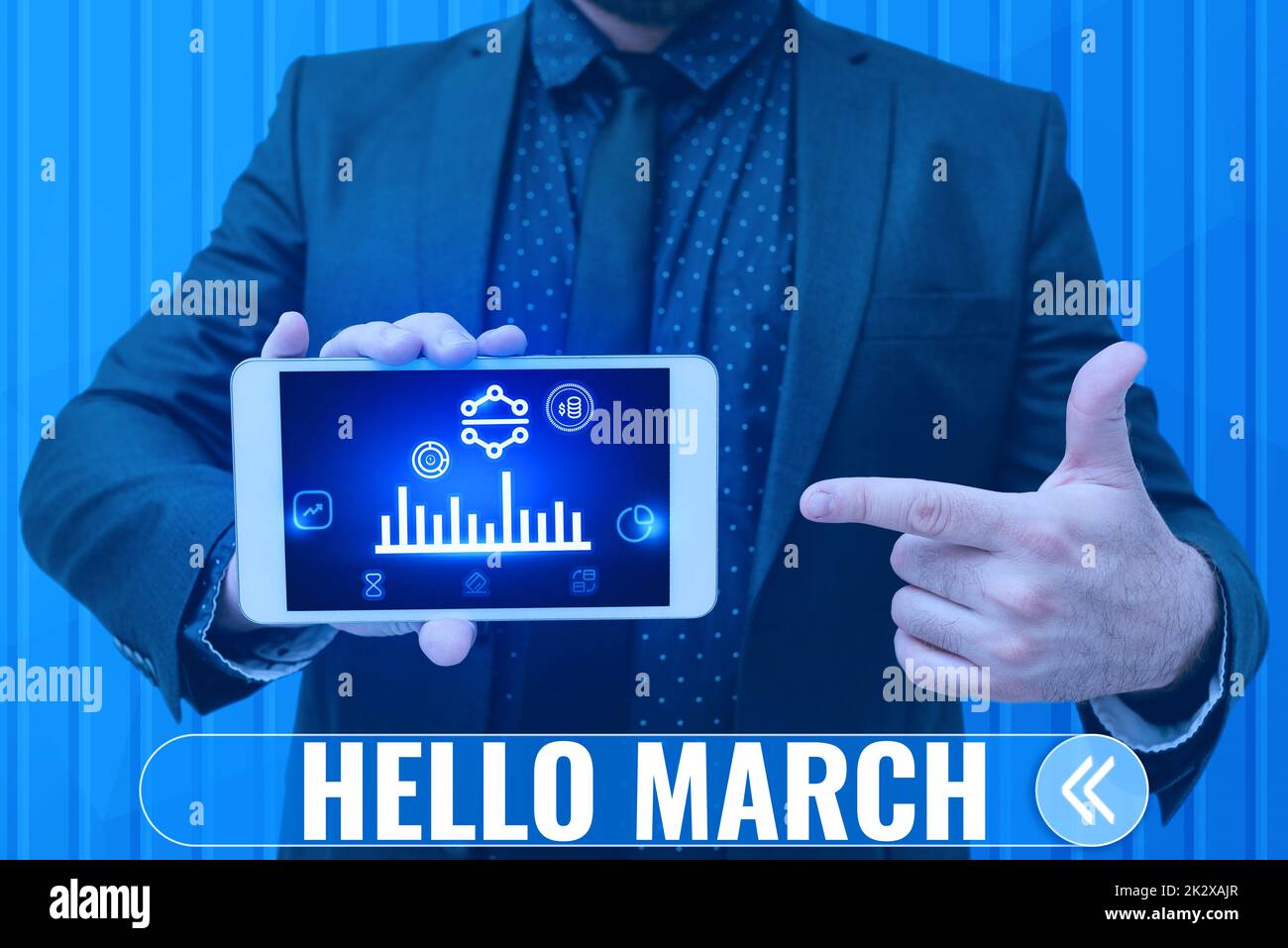 Handwriting text Hello March. Concept meaning musical composition ...