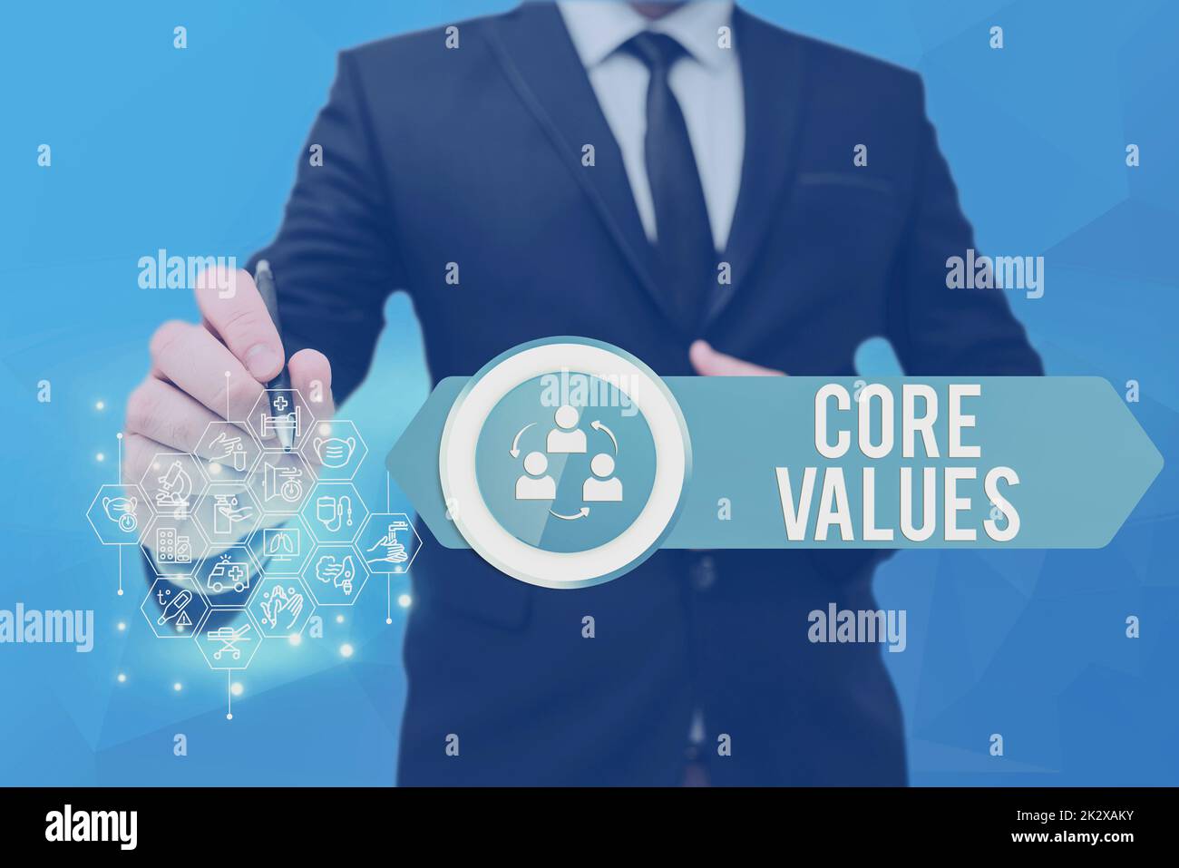 Text caption presenting Core Values. Business concept belief person or organization views as ...
