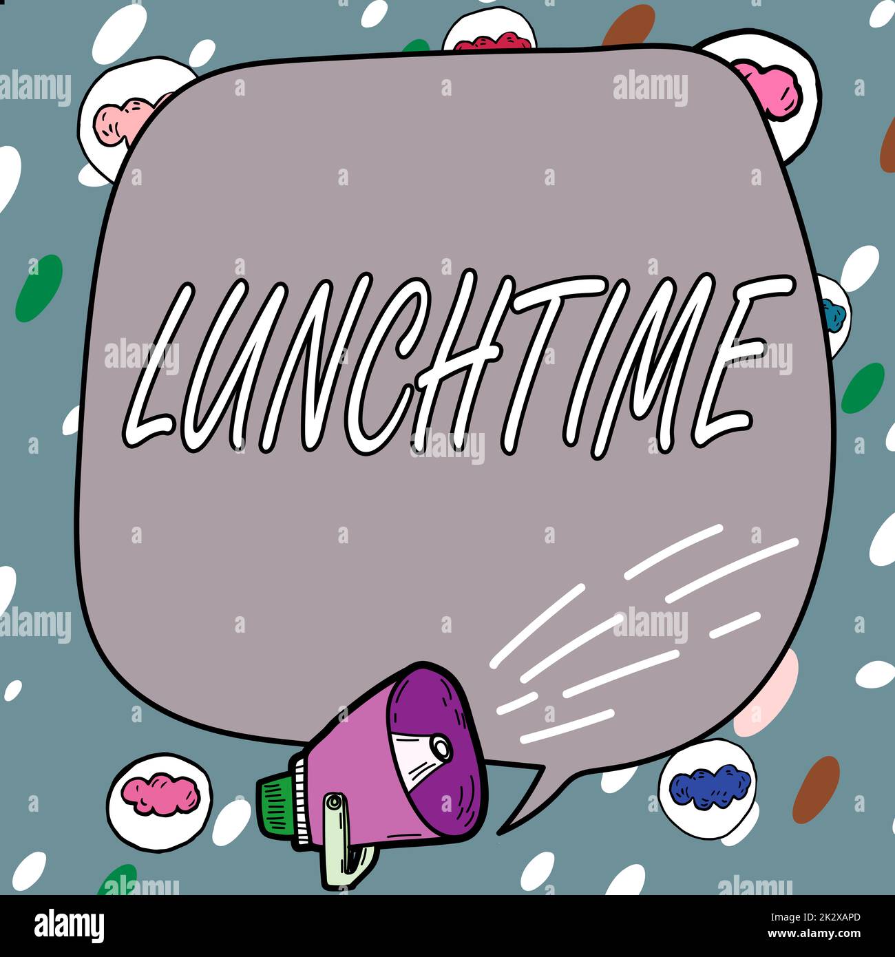 Text sign showing Lunchtime. Business idea Meal in the middle of the ...