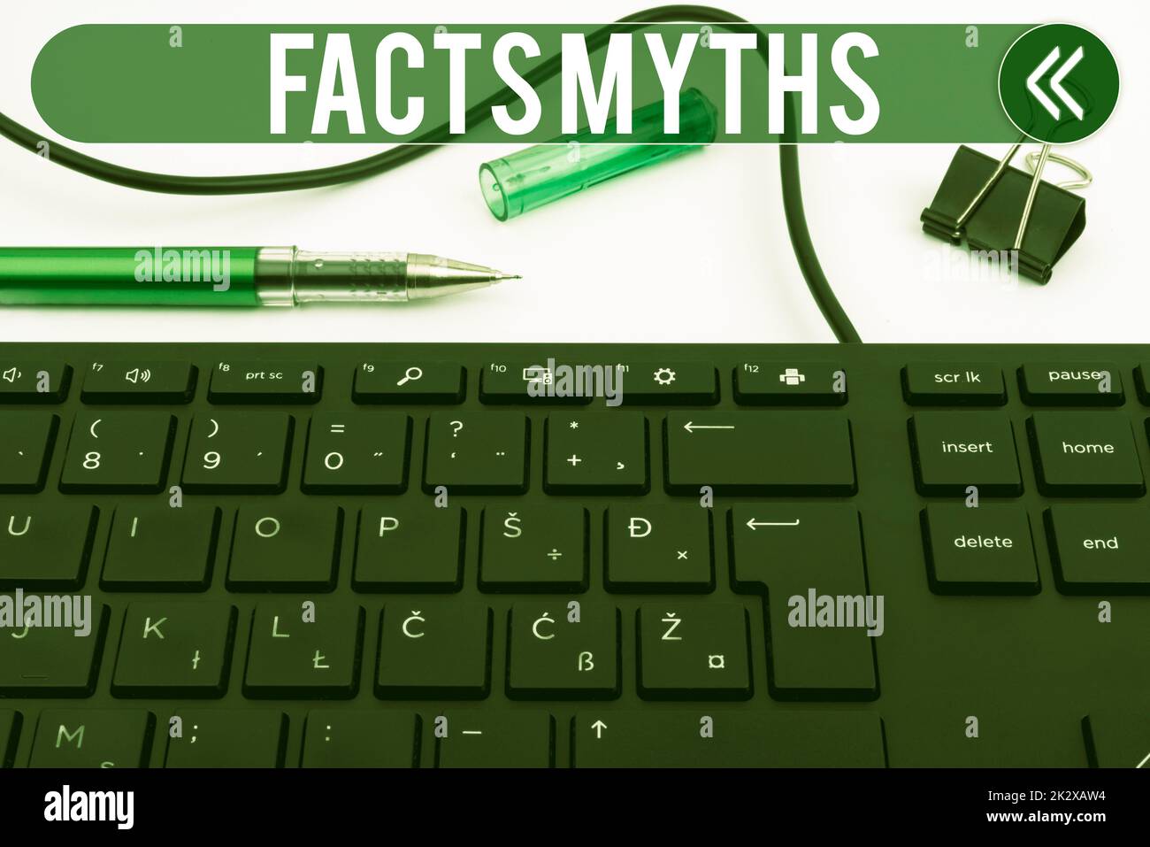Handwriting text Facts Myths. Business overview work based on ...