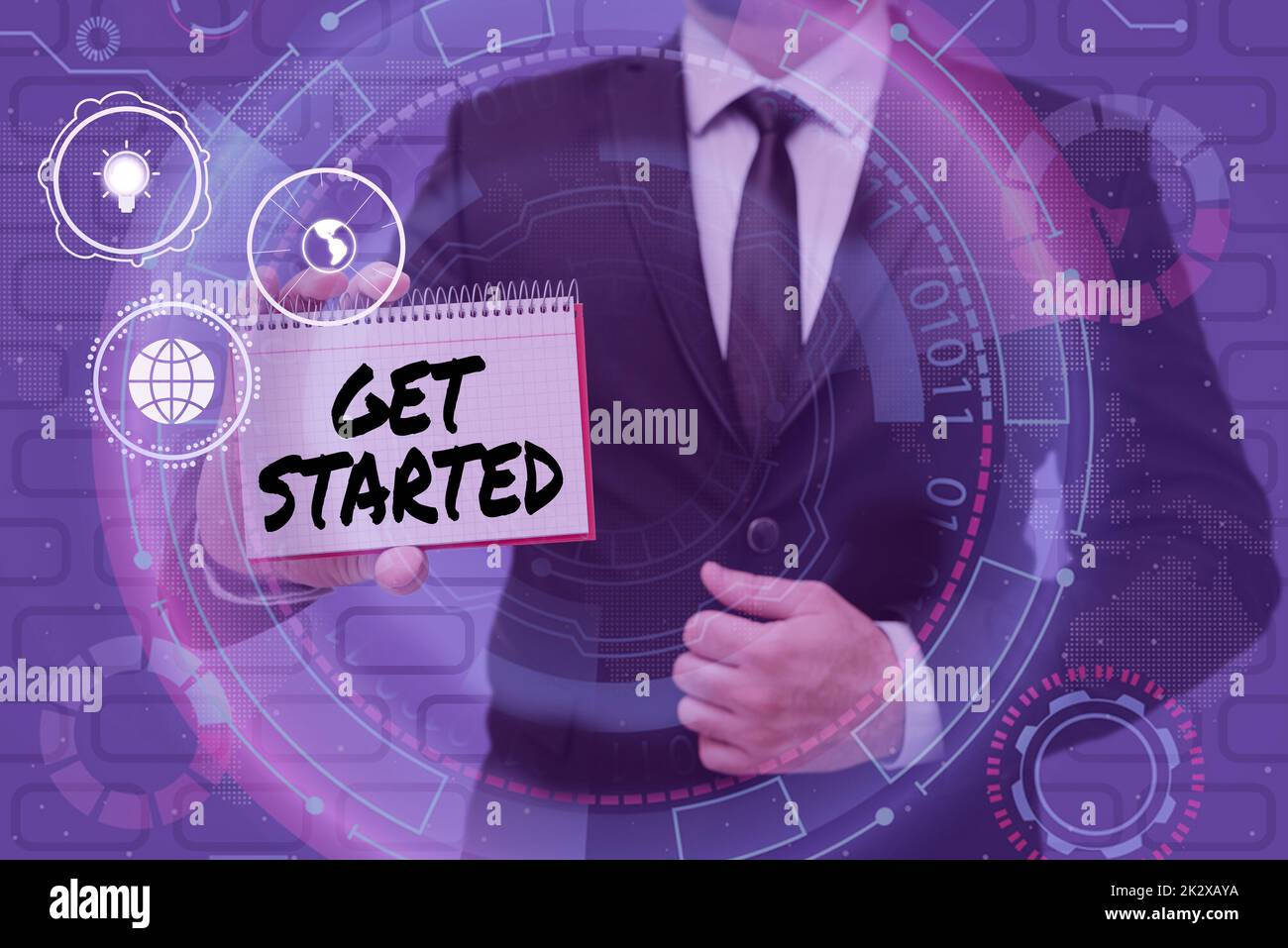 Text caption presenting Get Started. Business approach asking someone to begin task endeavour or ...