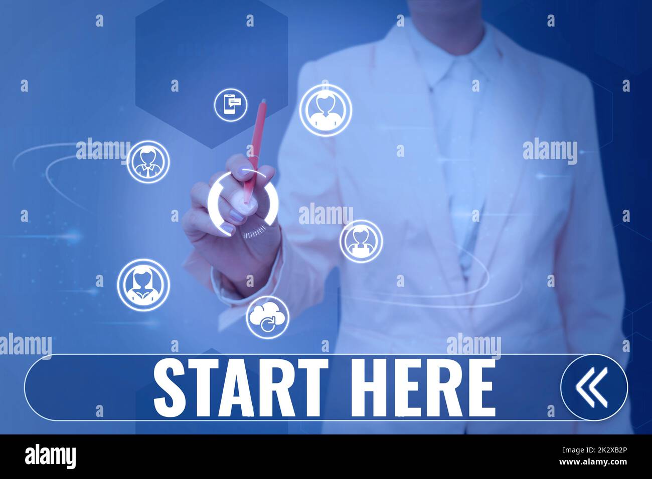 Sign displaying Start Here. Concept meaning telling someone this is ...