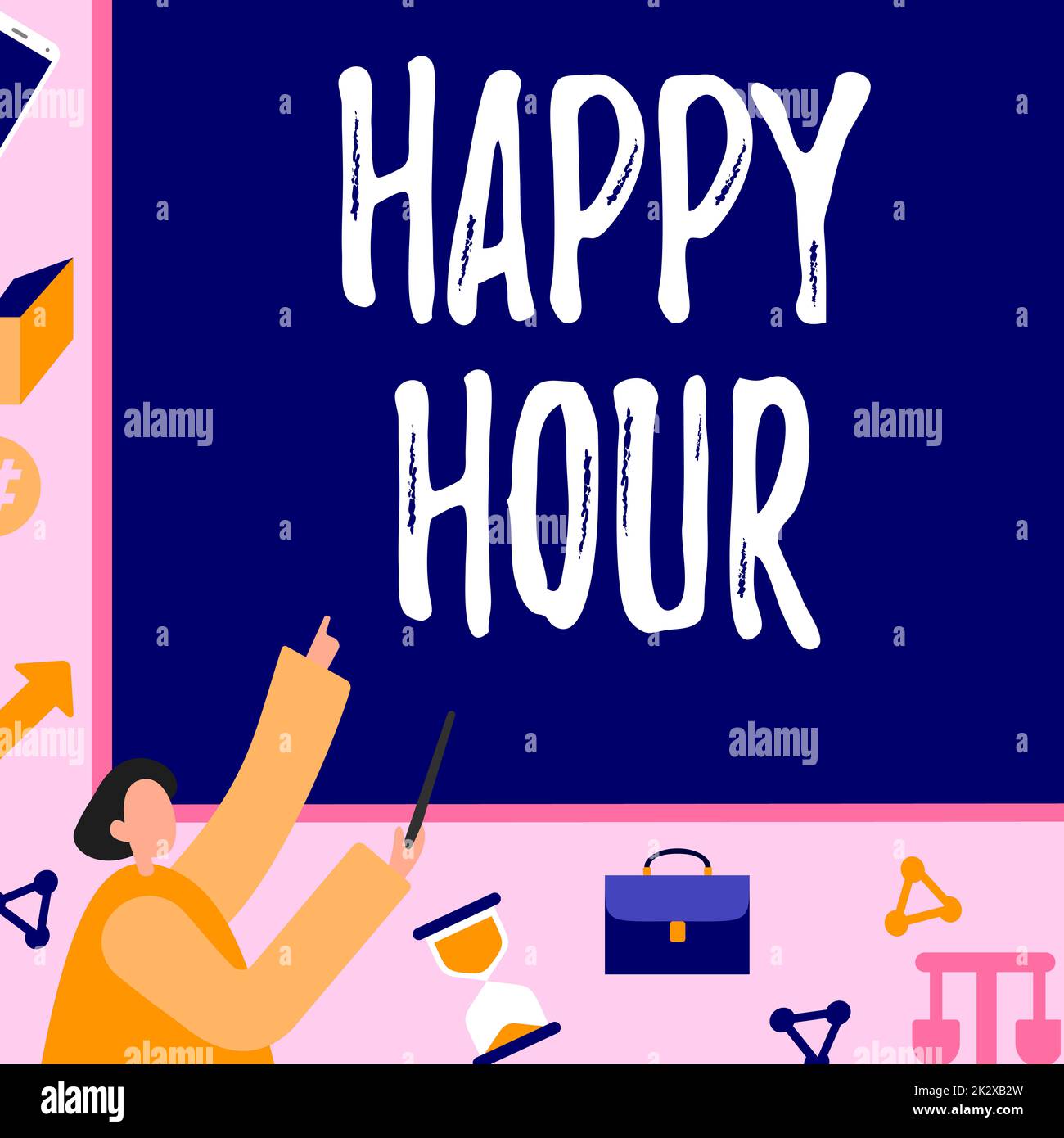 Writing displaying text Happy Hour. Word Written on Spending time for ...
