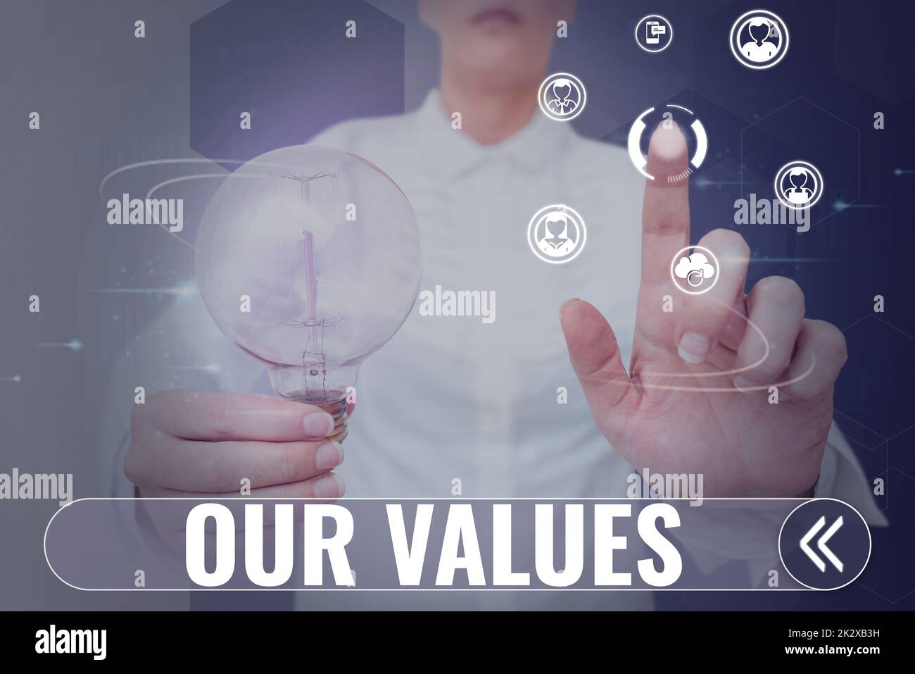 Handwriting text Our Values. Concept meaning list of morals companies ...