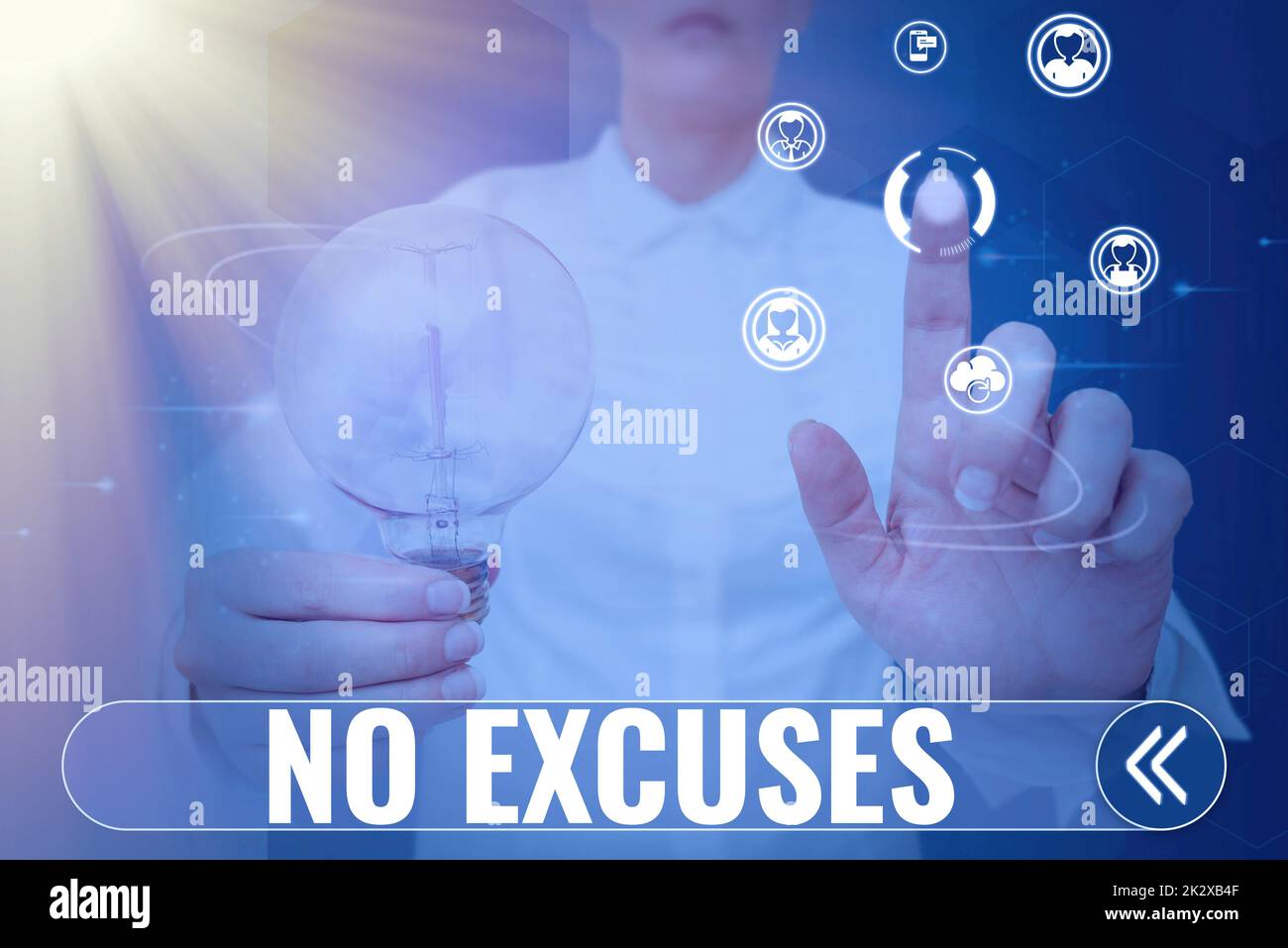 Text showing inspiration No Excuses. Concept meaning telling someone ...