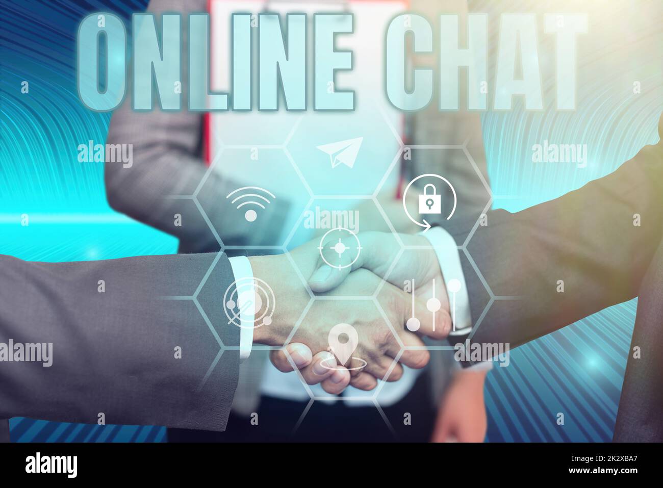 Text caption presenting Online Chat. Internet Concept talking with ...