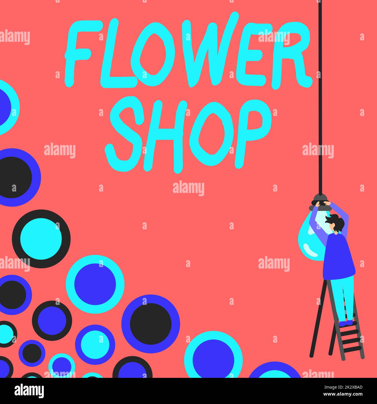 Hand writing sign Flower Shop. Word for where cut flowers are sold with ...