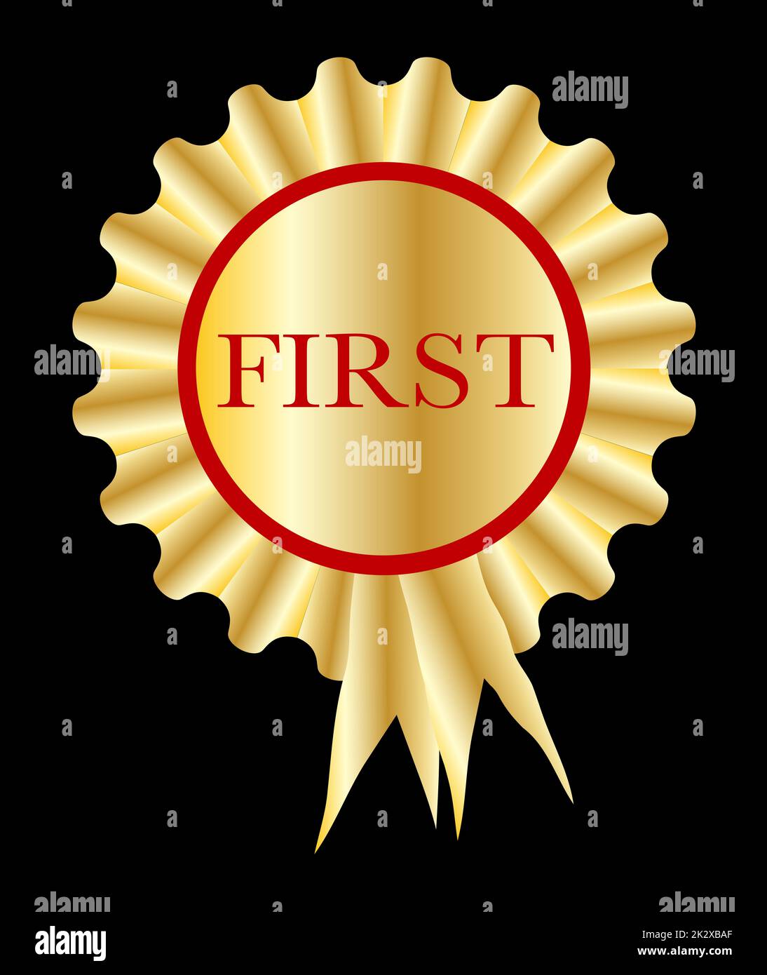 First Place Rosette On Black Stock Photo - Alamy