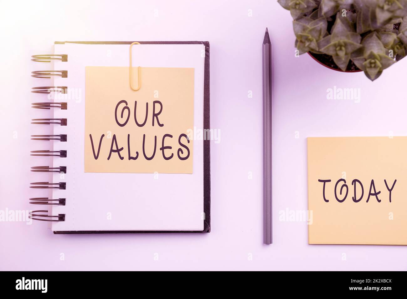 Writing displaying text Our Values. Concept meaning list of morals ...