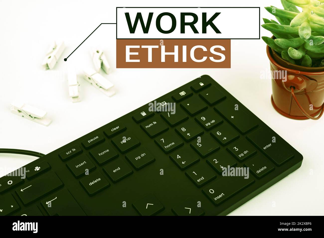 Sign displaying Work Ethics. Concept meaning A set of values centered ...