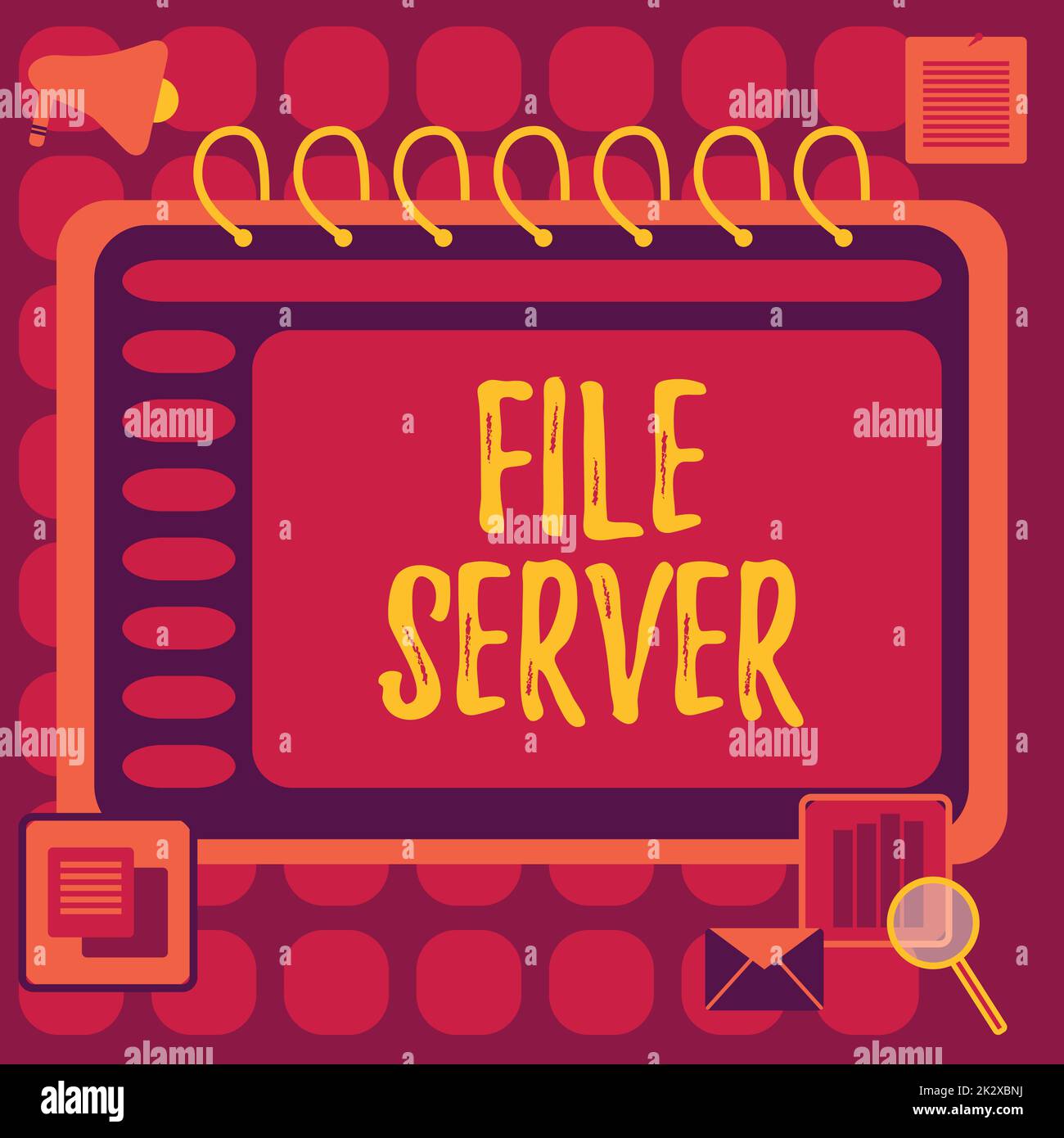 Text caption presenting File Server. Word for device which controls ...