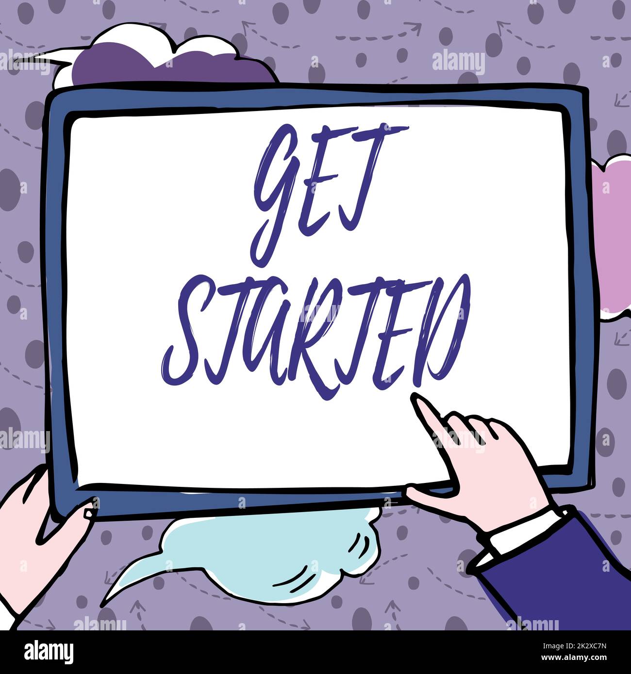 Text caption presenting Get Started. Word for asking someone to begin ...