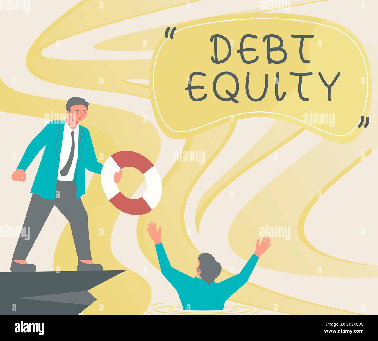 Text caption presenting Debt Equity. Internet Concept dividing companys ...