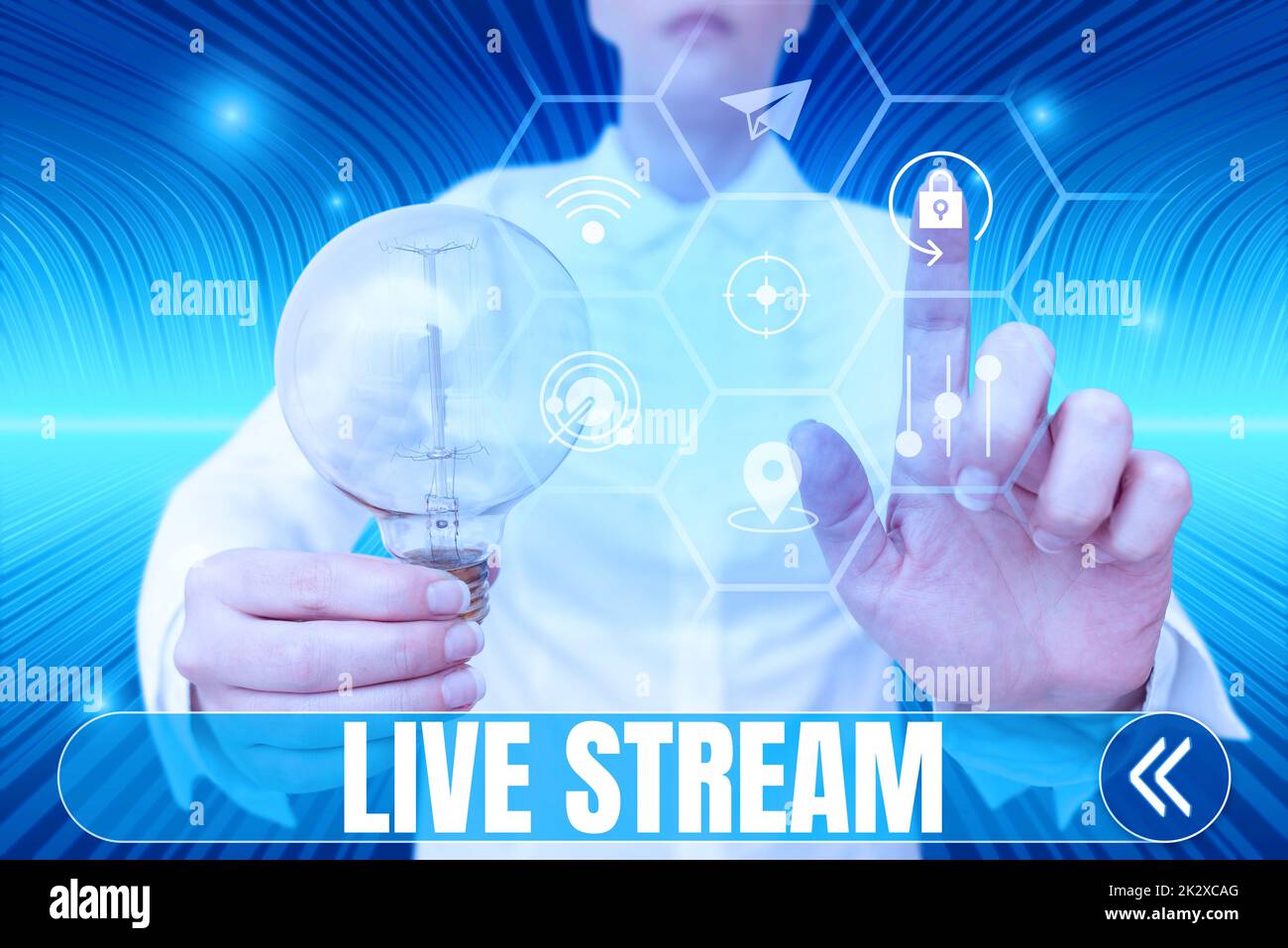 Hand writing sign Live Stream. Business overview transmit or receive ...