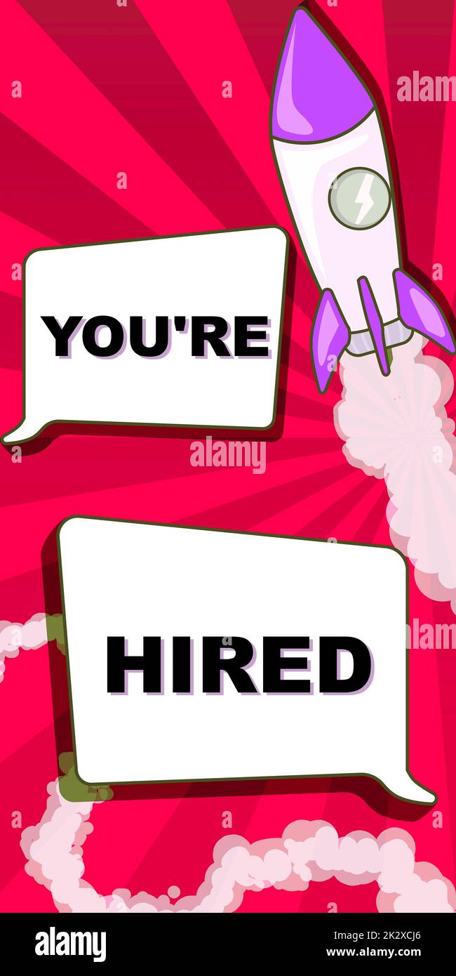 Hand writing sign You Re Hired. Business overview New Job Employed ...