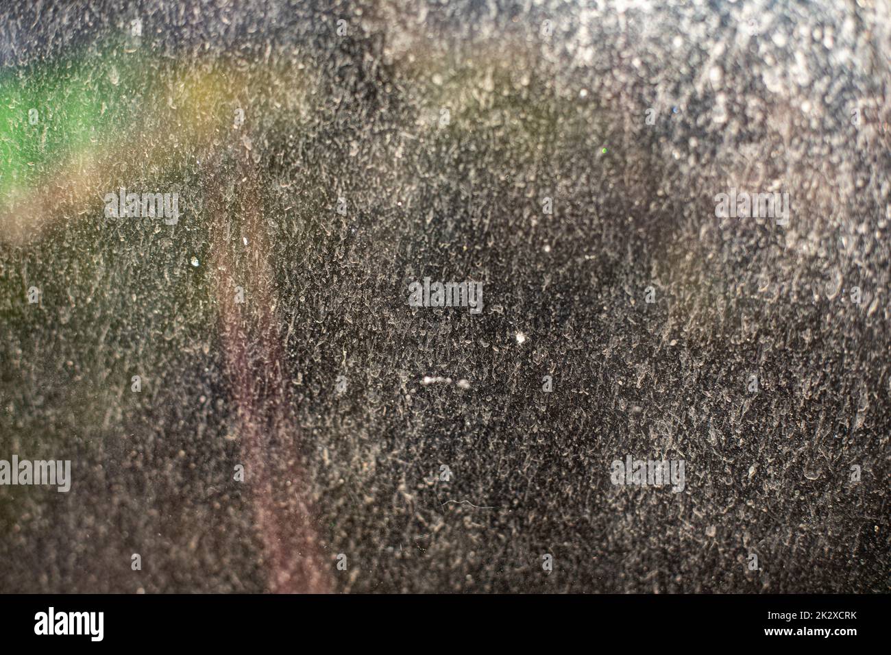 Plaque on glass in spring. Dirty window details Stock Photo - Alamy