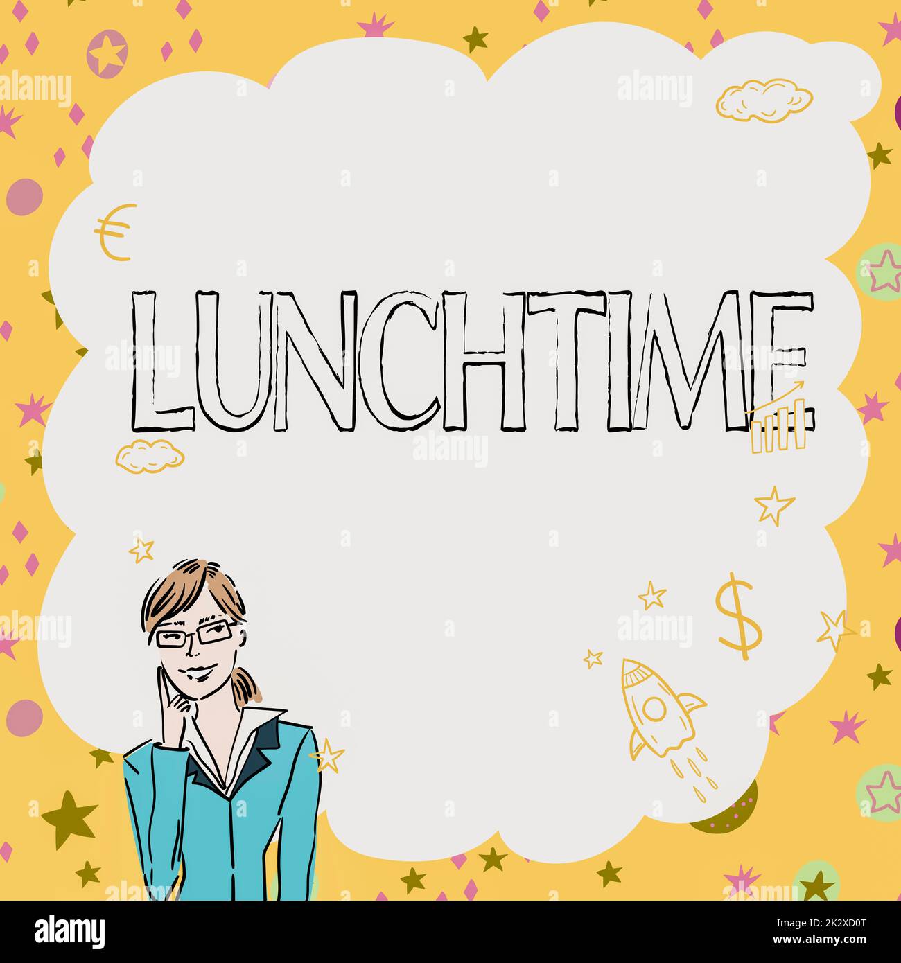 Writing displaying text Lunchtime. Business concept Meal in the middle ...