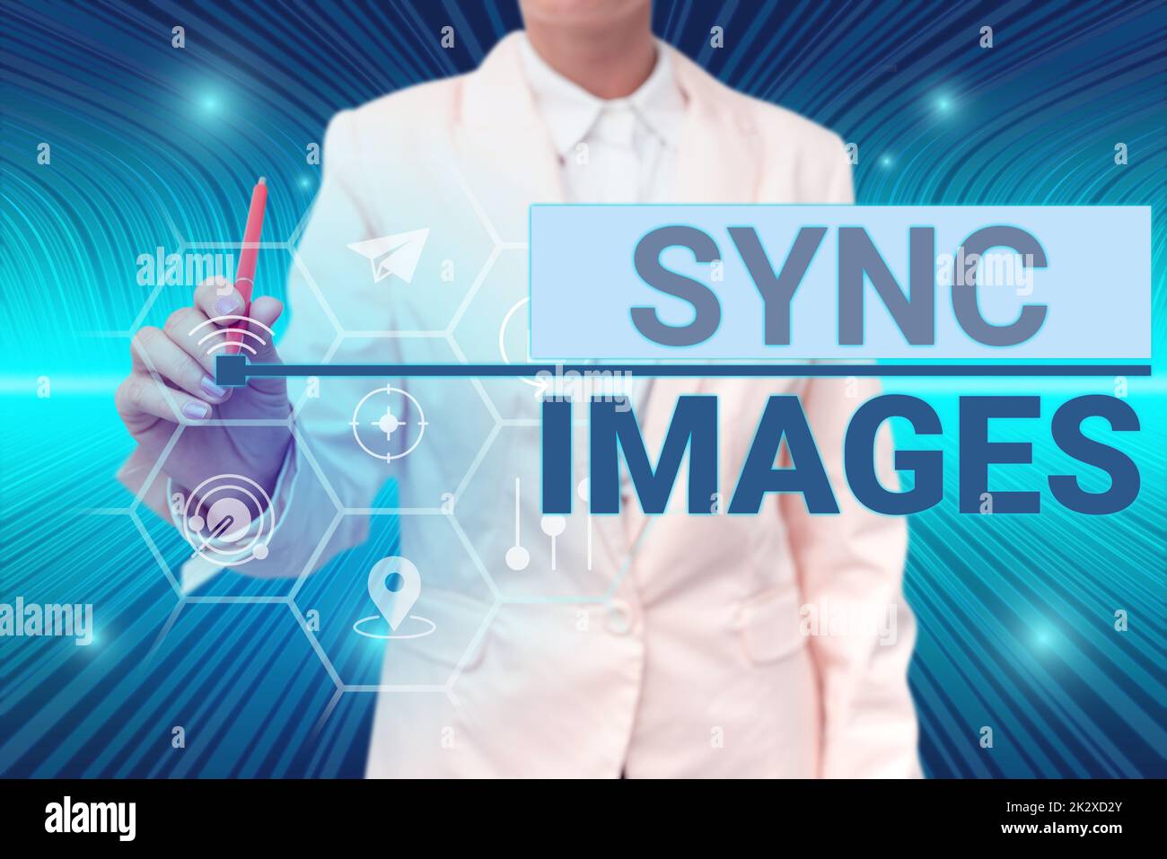 Text sign showing Sync Images. Conceptual photo Making photos identical ...