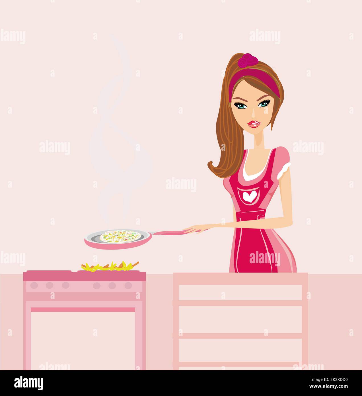 Beautiful lady cooking in the kitchen Stock Photo - Alamy