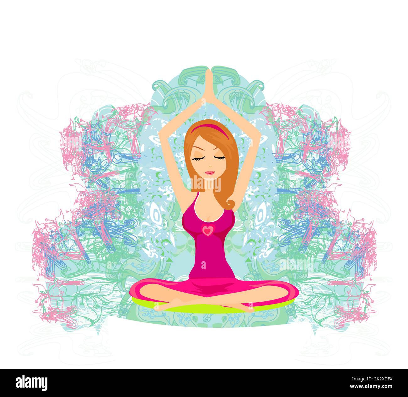 Yoga girl in lotus position Stock Photo - Alamy