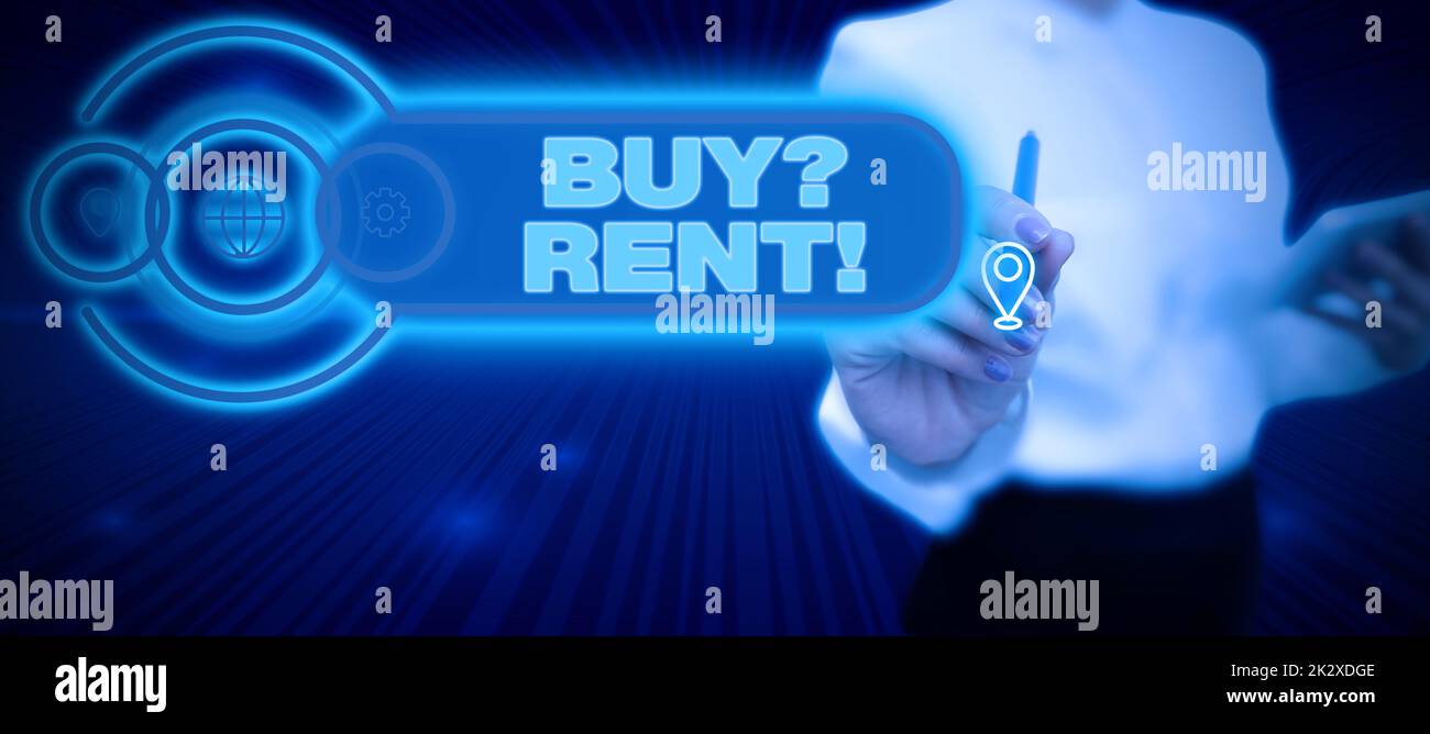 Hand writing sign Buy Question Rent. Business showcase Group that gives ...