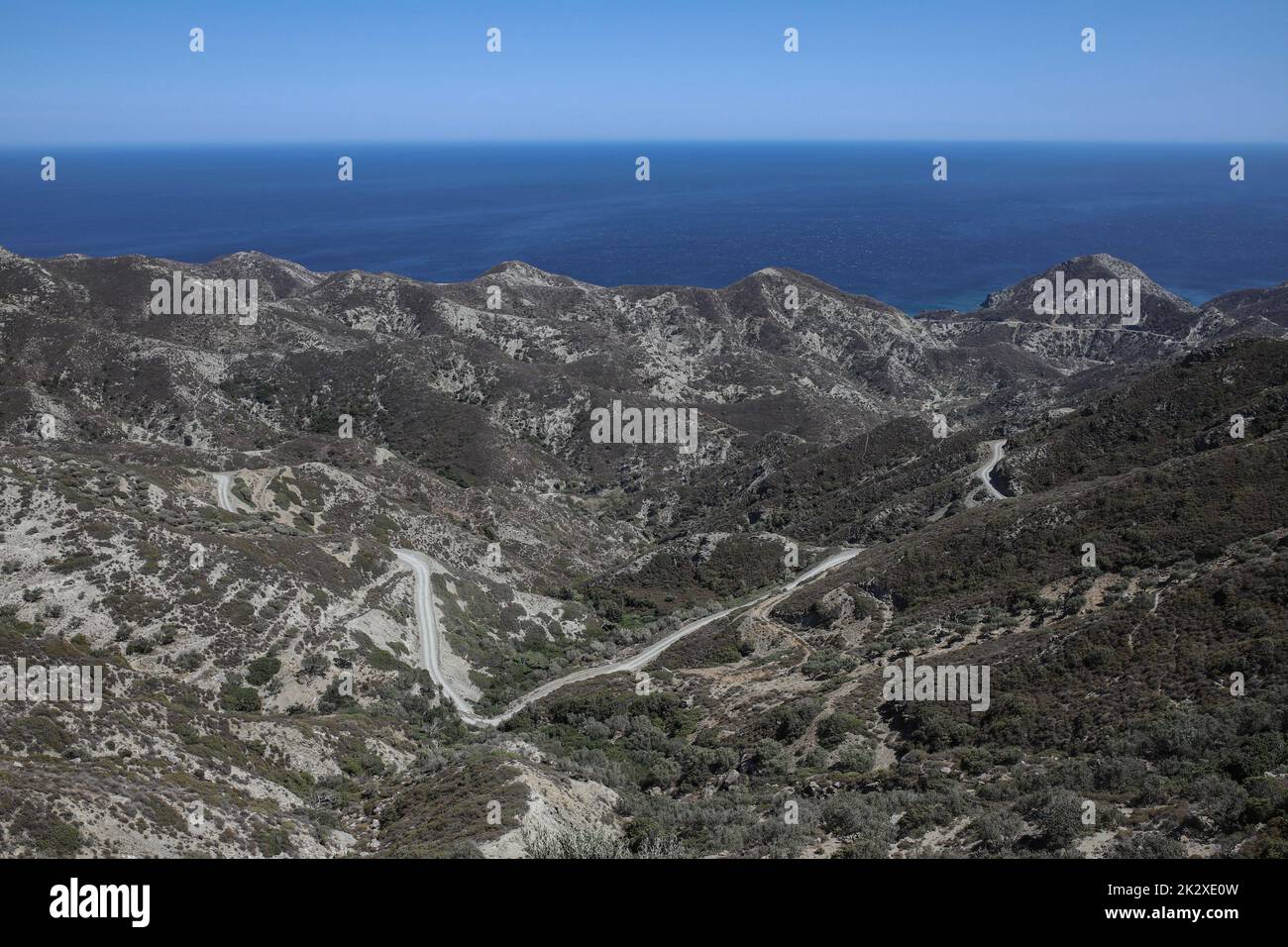 Karpathos, Greece. 10th Aug, 2021. General view of the mountain tops ...