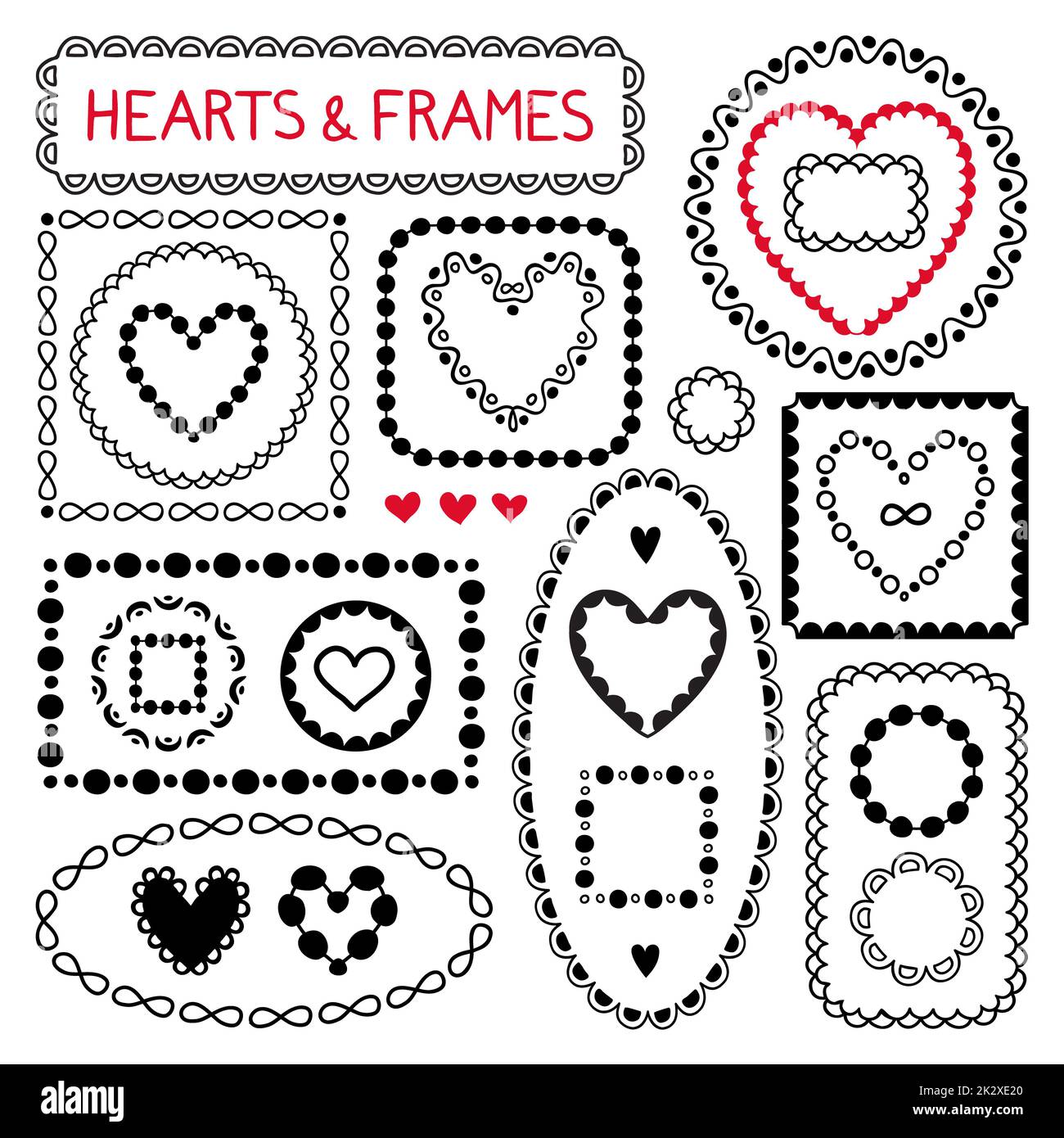 Doodle hearts and frames Stock Photo - Alamy