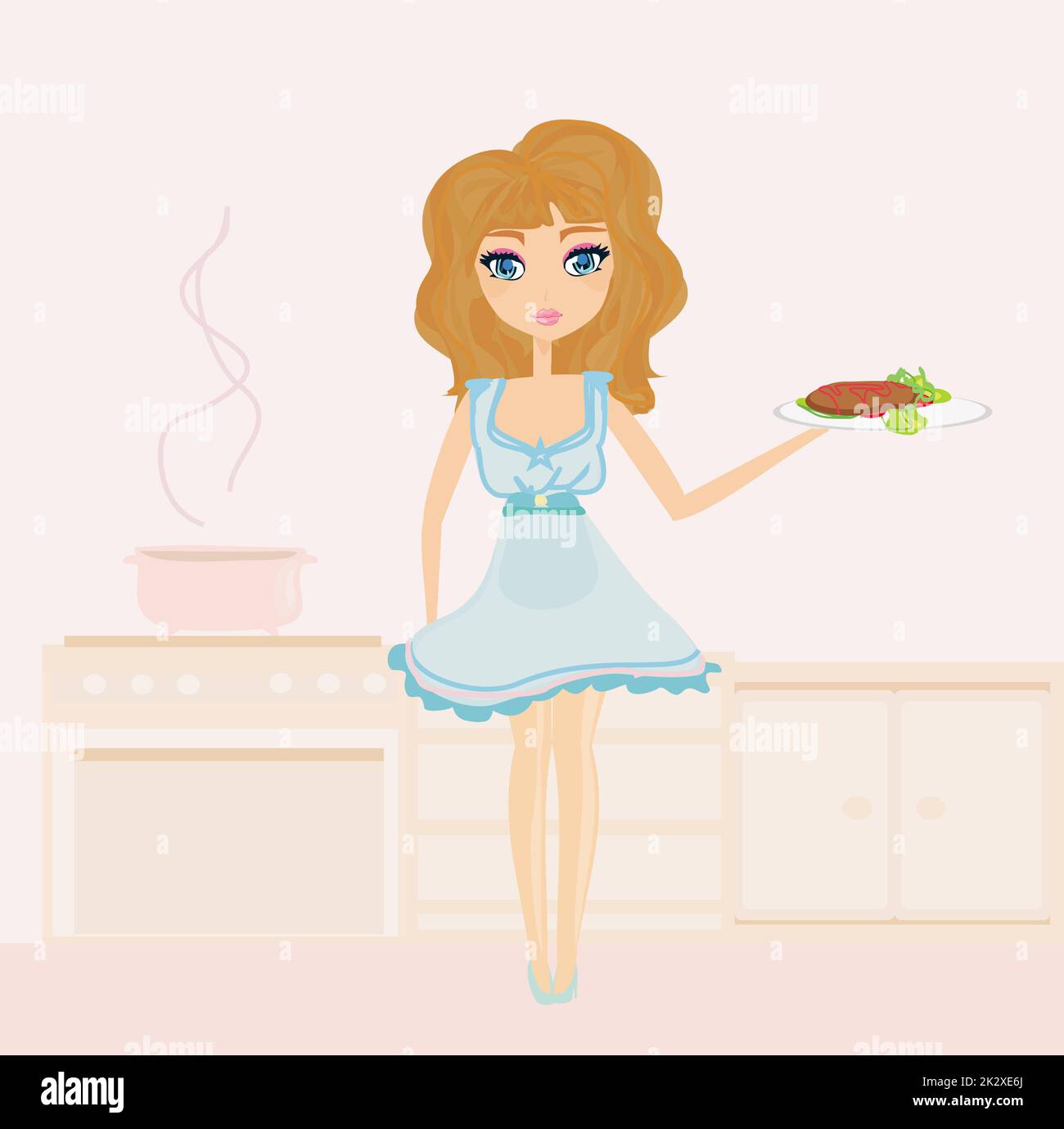 Beautiful lady cooking in the kitchen Stock Photo - Alamy