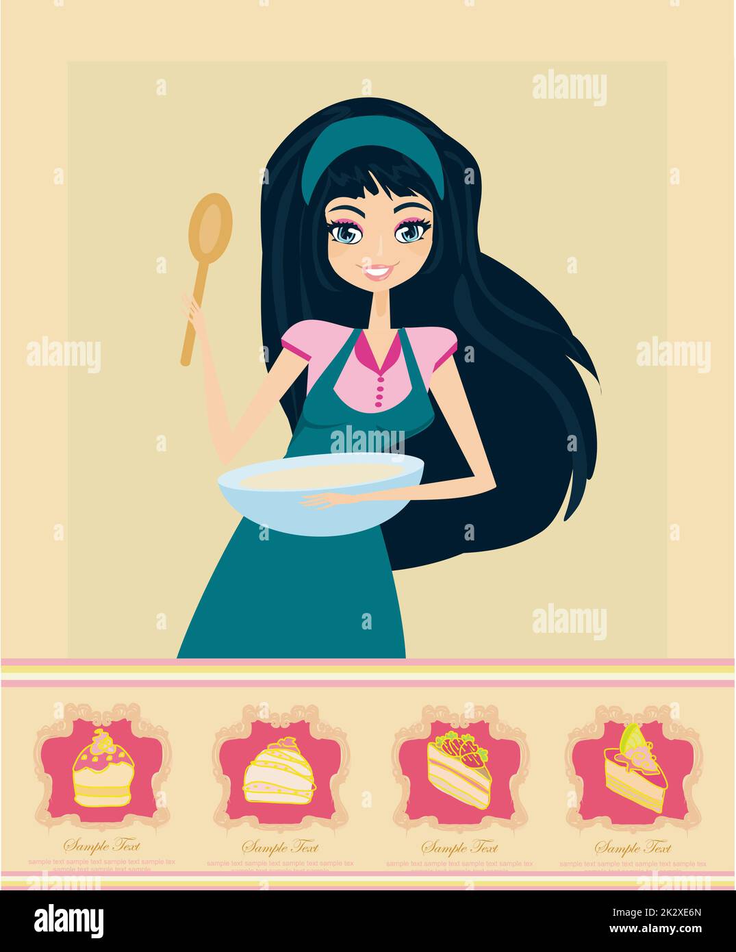 Beautiful lady cooking dessert in the kitchen Stock Photo - Alamy