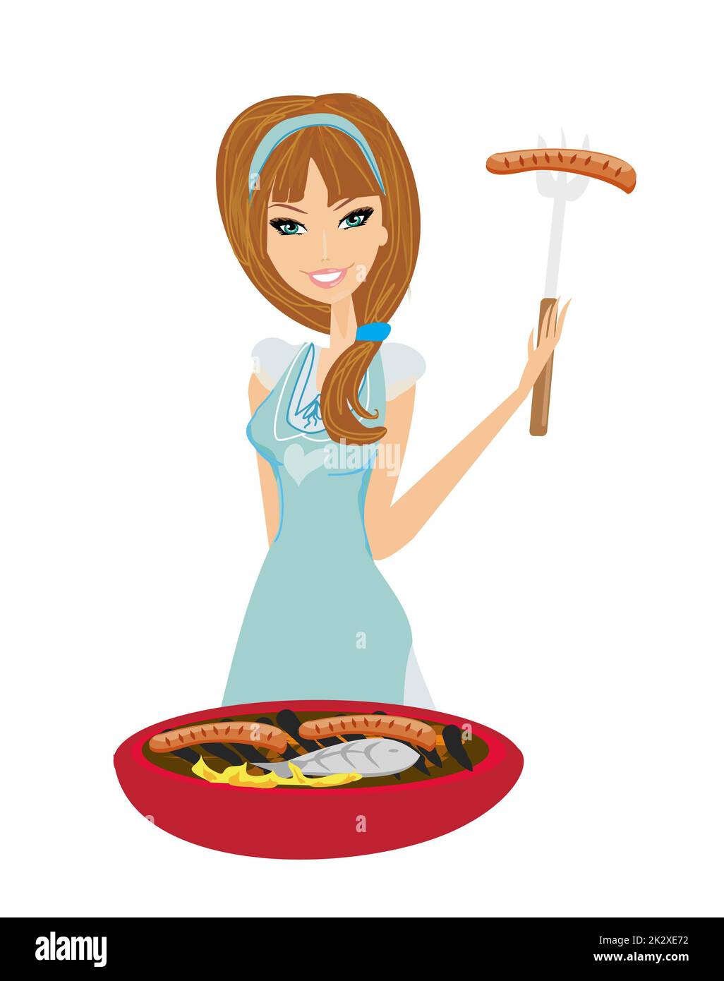 Barbecue meat woman Cut Out Stock Images & Pictures - Alamy