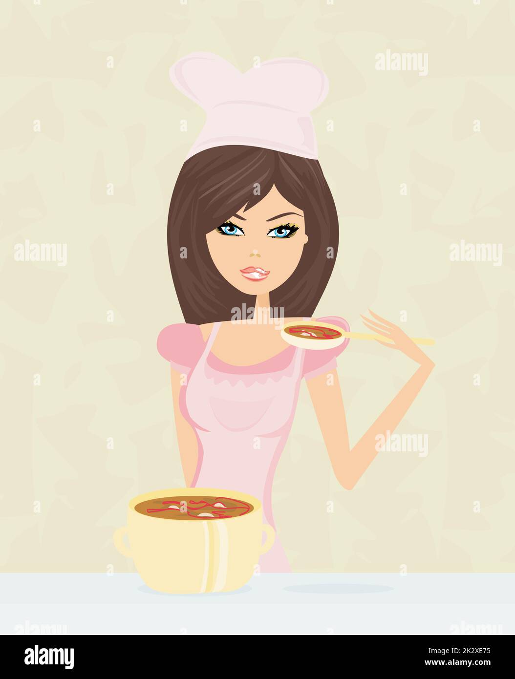 Beautiful lady cooking soup hi-res stock photography and images - Alamy