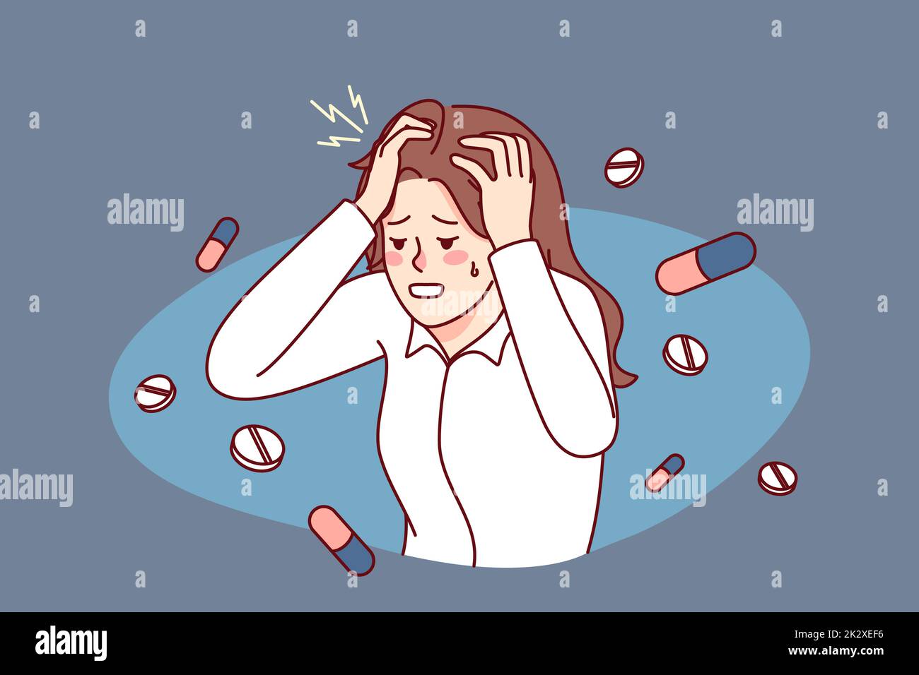 Unhealthy woman suffering from migraine Stock Photo - Alamy