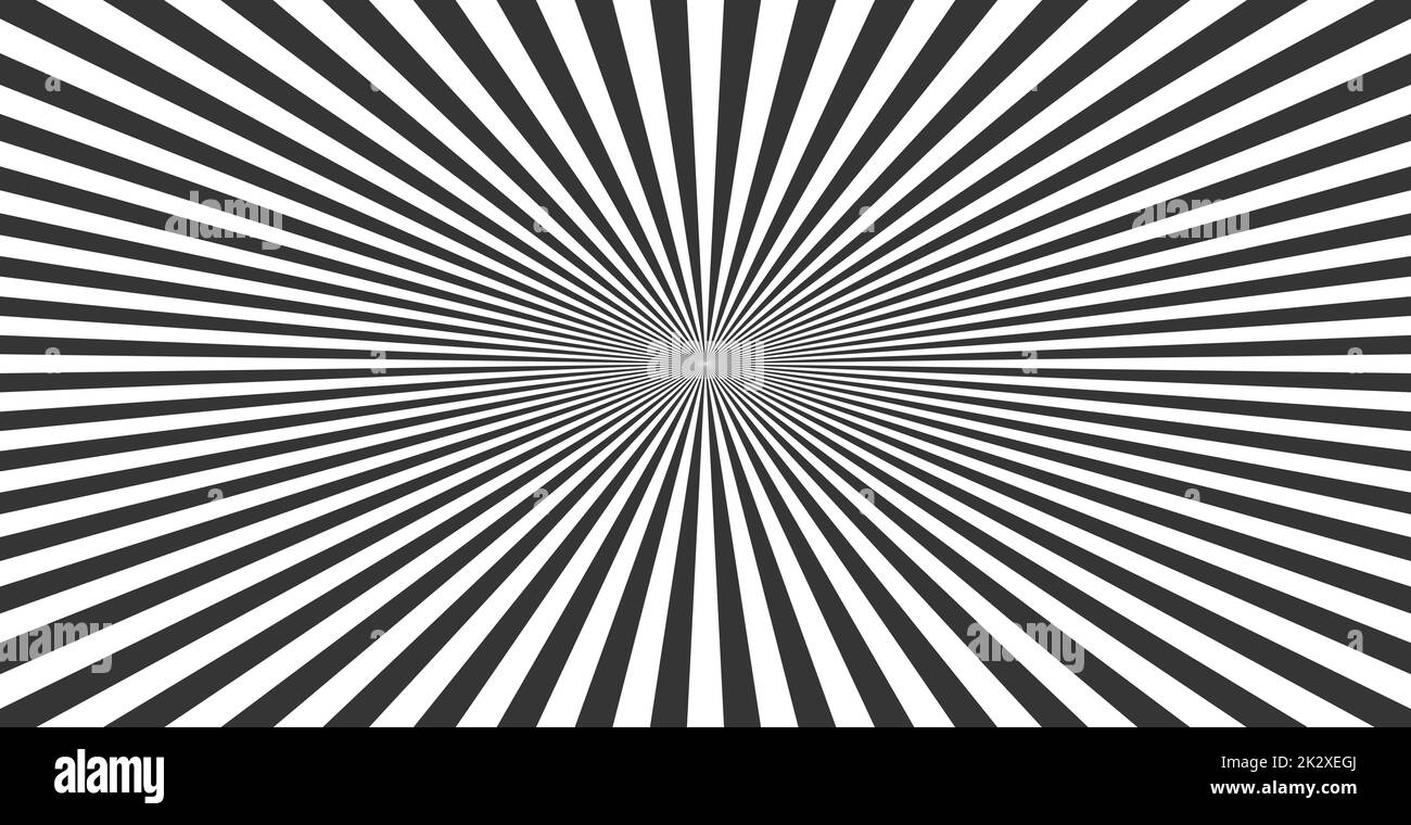 Radial black and white rays, panoramic pattern texture background ...
