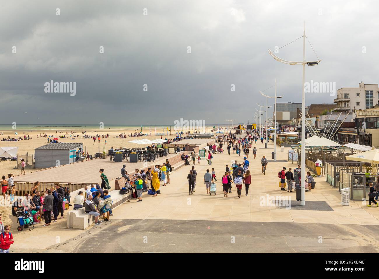 Dunkirk, France - 18 August 2018: Plage de Malo-les-Bains, a large ...