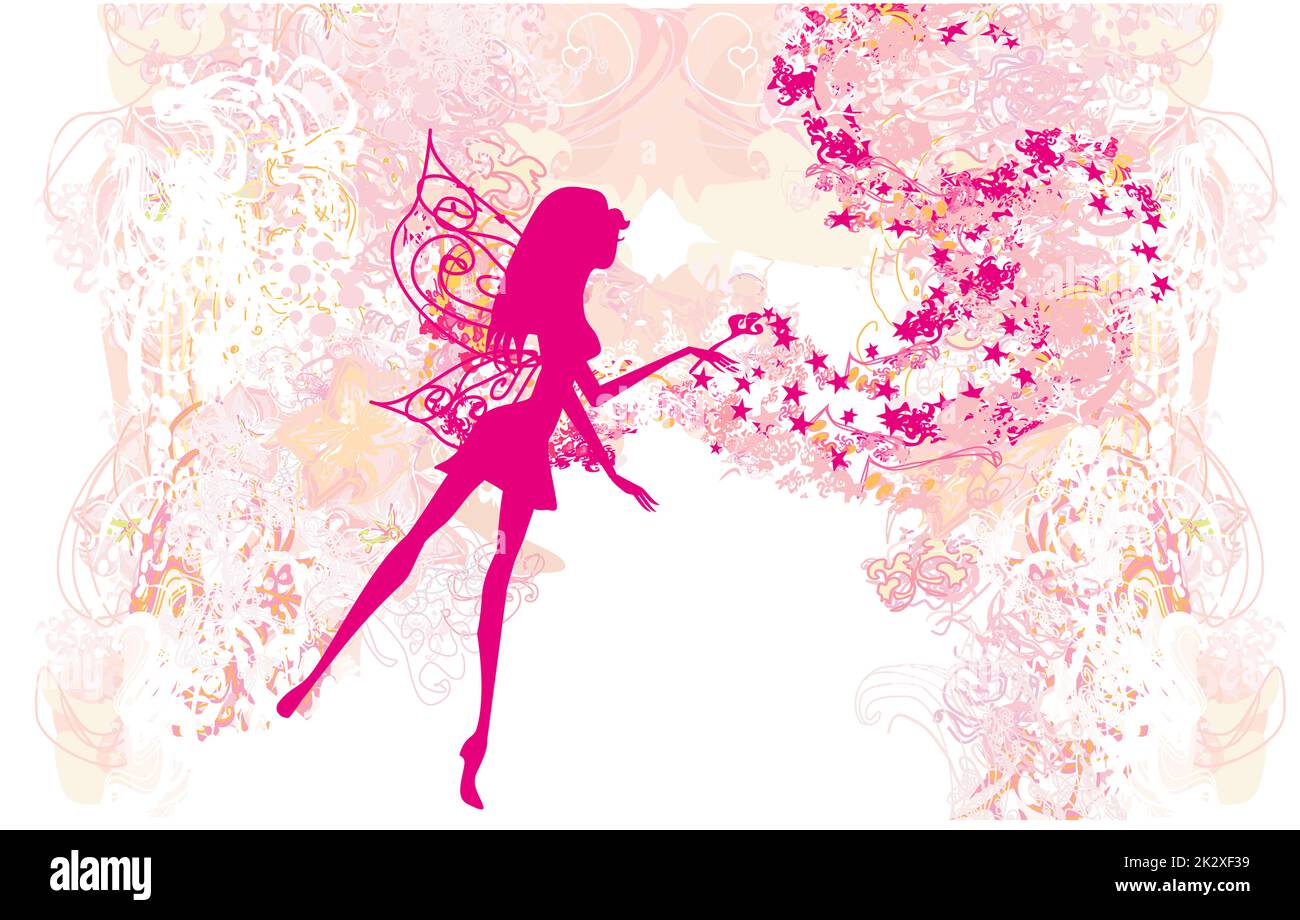 floral background with a beautiful fairy Stock Photo - Alamy