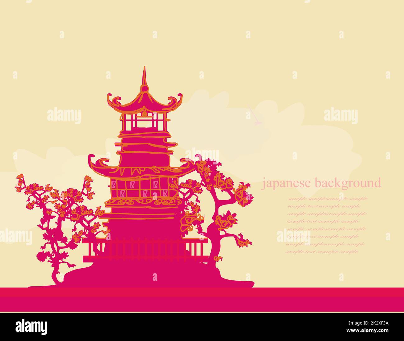 old paper with Japanese Temple on Asian Landscape Stock Photo - Alamy