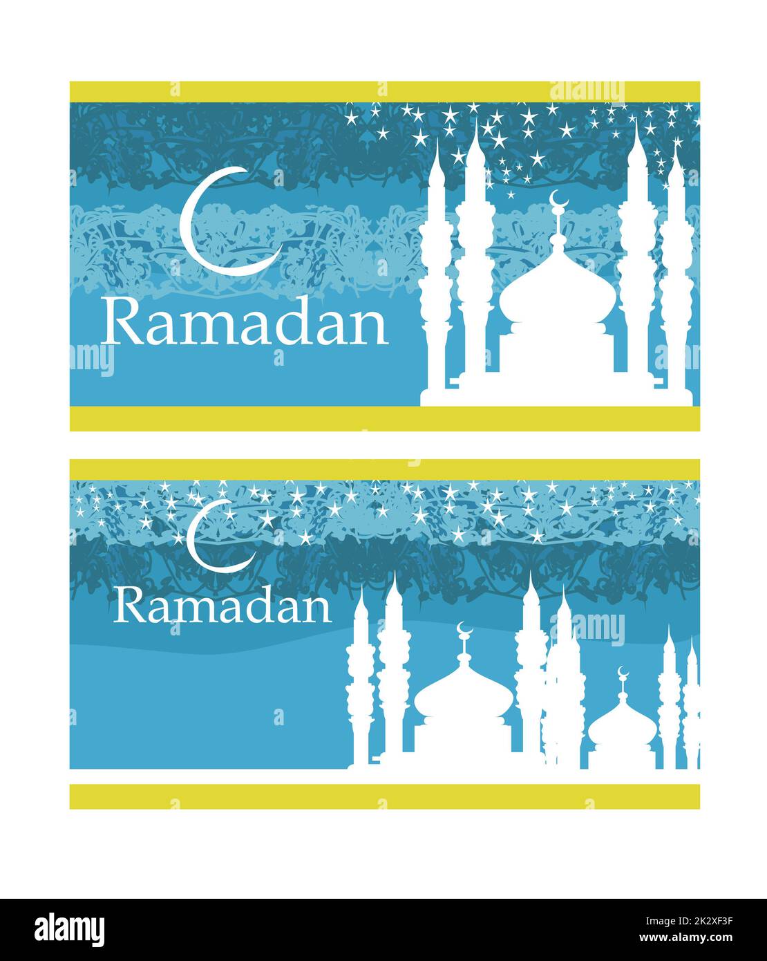 Ramadan background - mosque silhouette vector set card Stock Photo - Alamy