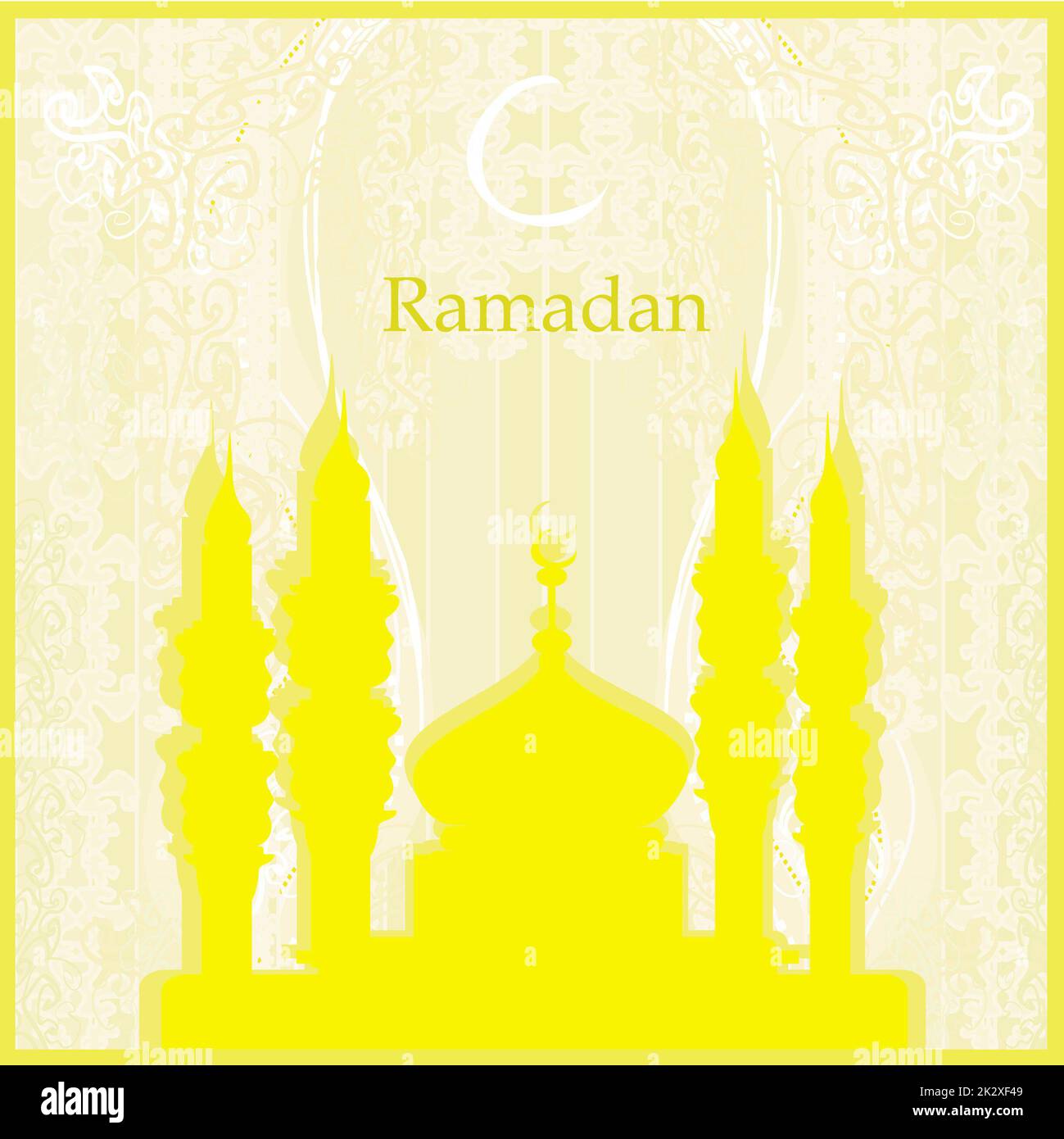 Ramadan background - mosque silhouette vector card Stock Photo - Alamy