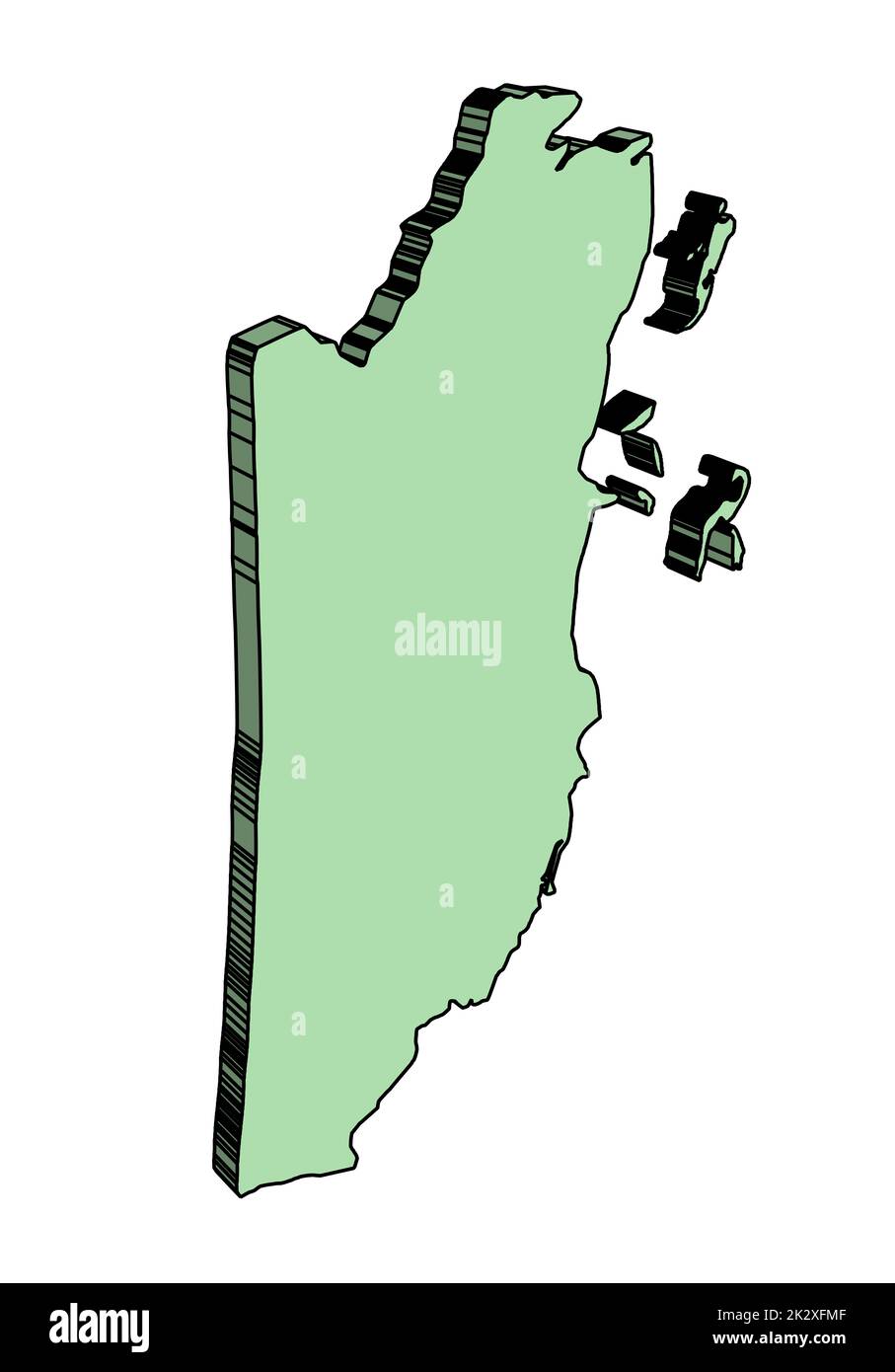 Belize 3D Map SIlhouette Stock Photo - Alamy
