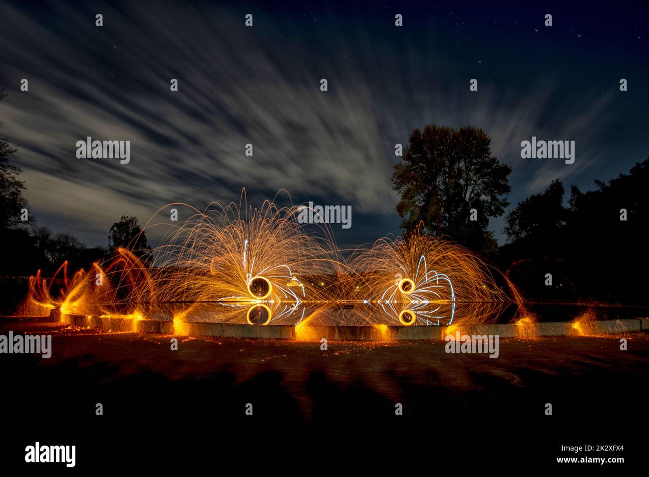 Steel wool Firework - Fun with fire and burning steel Stock Photo - Alamy