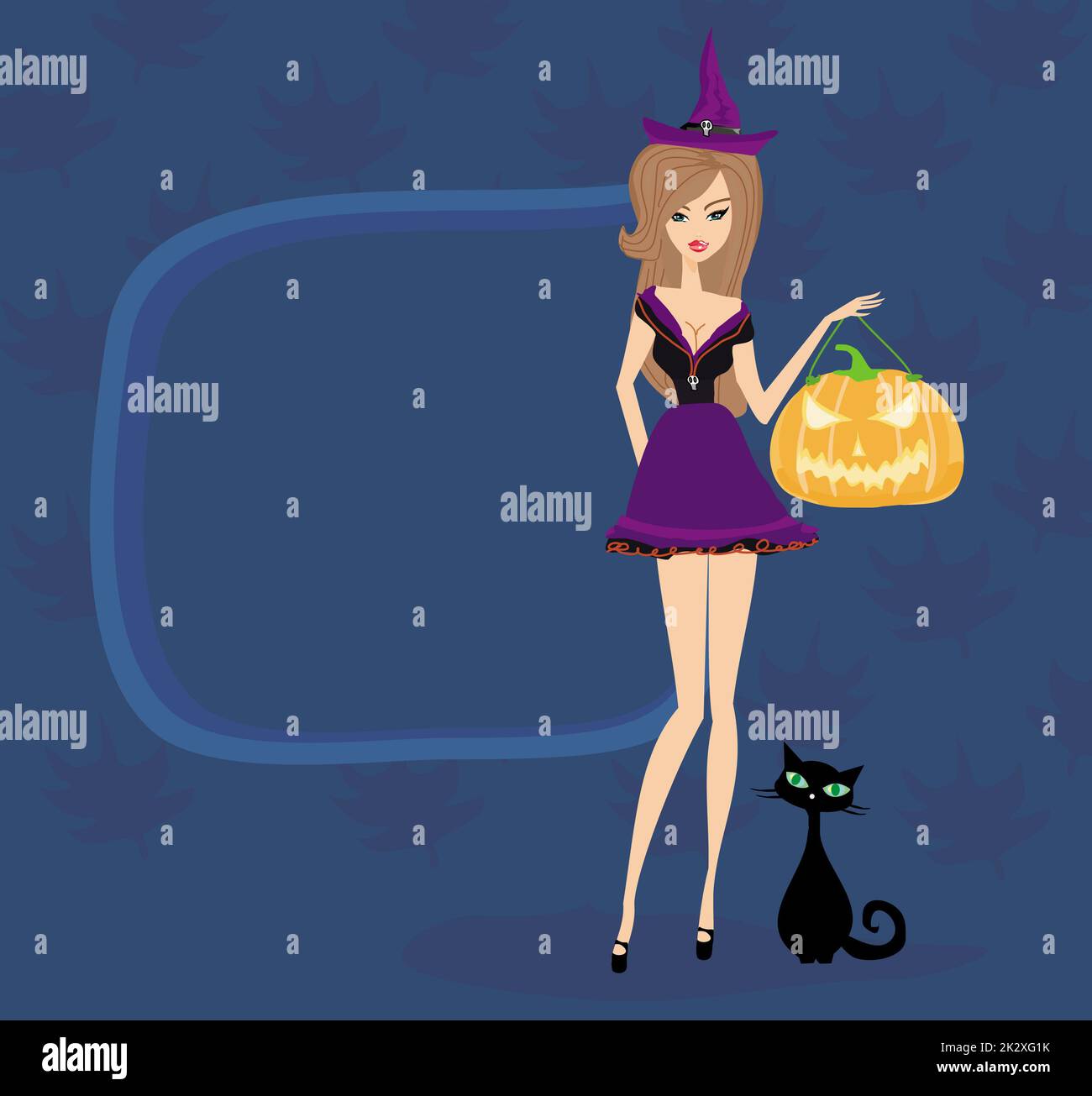 Halloween witch standing with pumpkin Stock Photo - Alamy