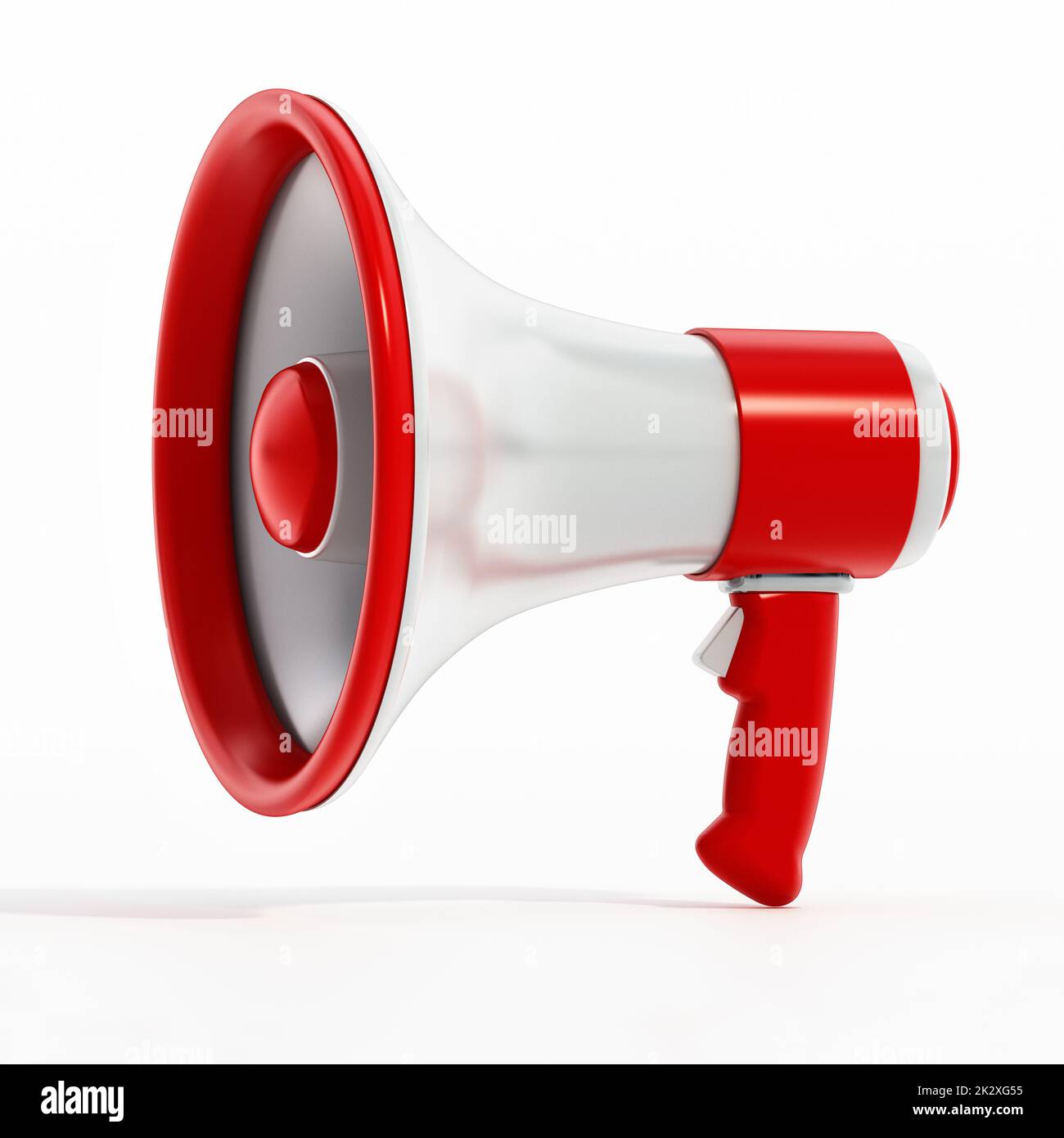 Red and white megaphone isolated on white background. 3D illustration ...