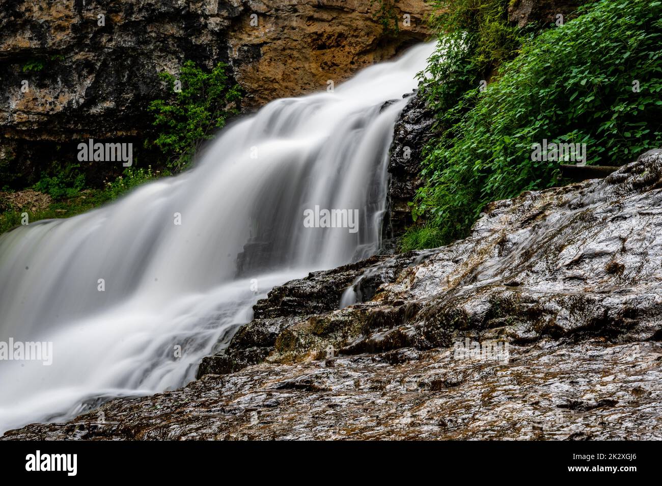 A mesmerizing view of the Willow Falls at Willow River State Park in ...