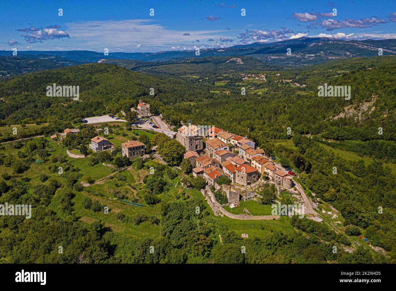 Panoramic aerial drone picture of Hum in Croatia, the smallest city in ...