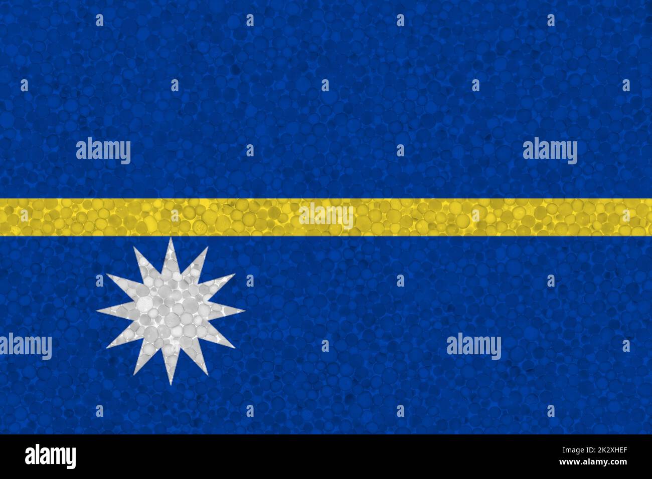 Flag of Nauru on styrofoam texture. national flag painted on the ...
