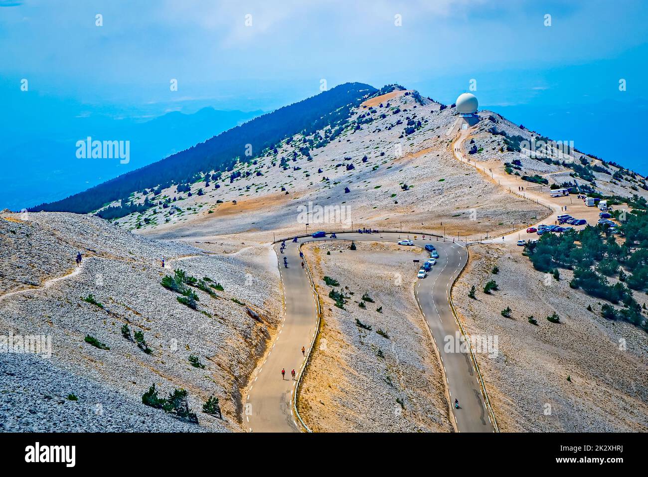 Peak of Mont Ventoux in Provence, South France. Finish area of Tour-de ...
