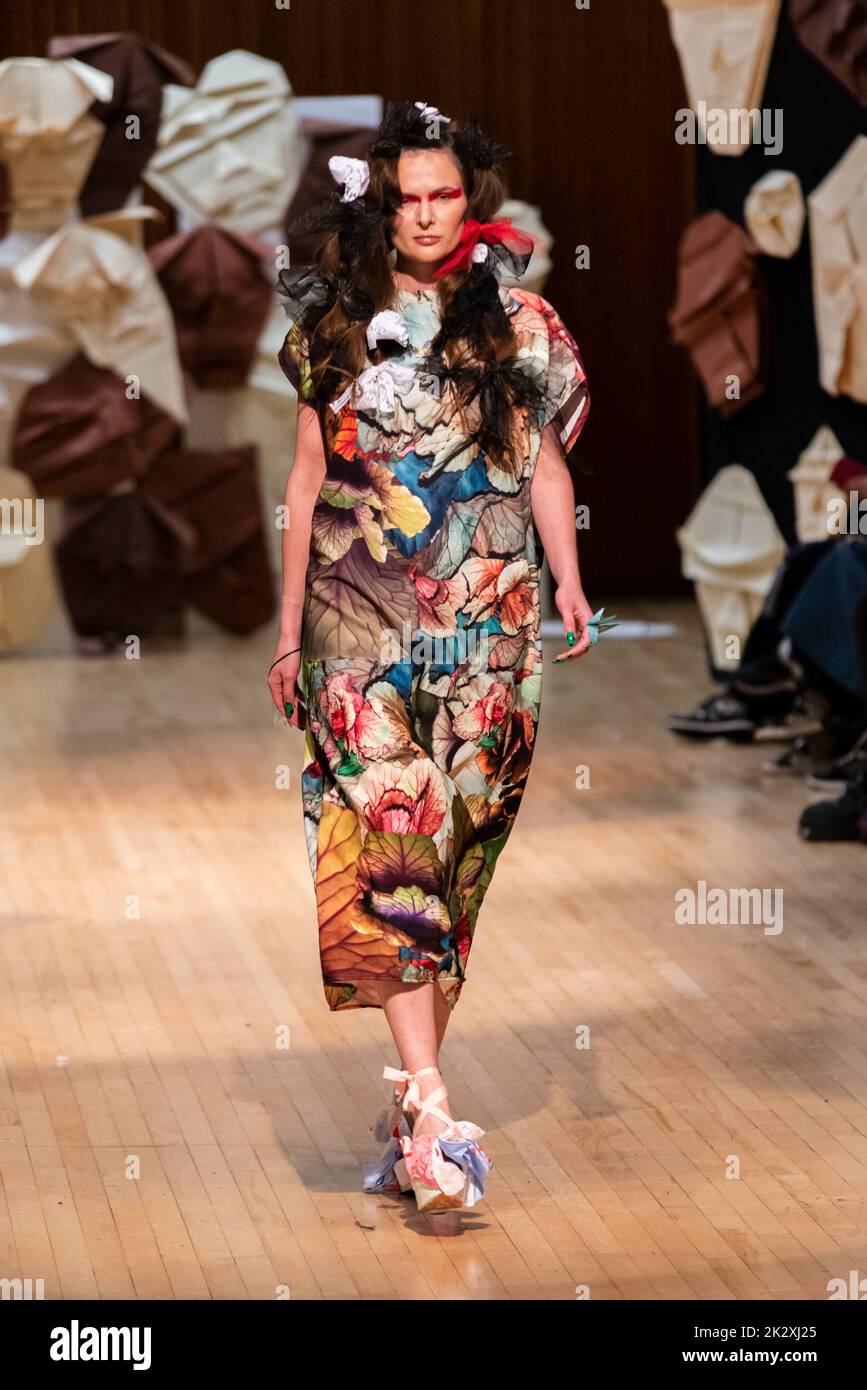Model, modelling on catwalk for VIN+OMI 'Opinions' show for London ...