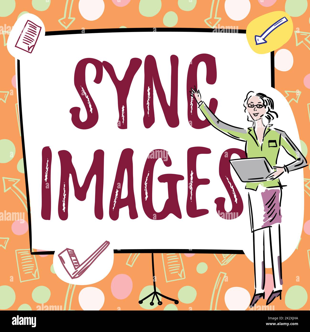 Sign displaying Sync Images. Concept meaning Making photos identical in ...